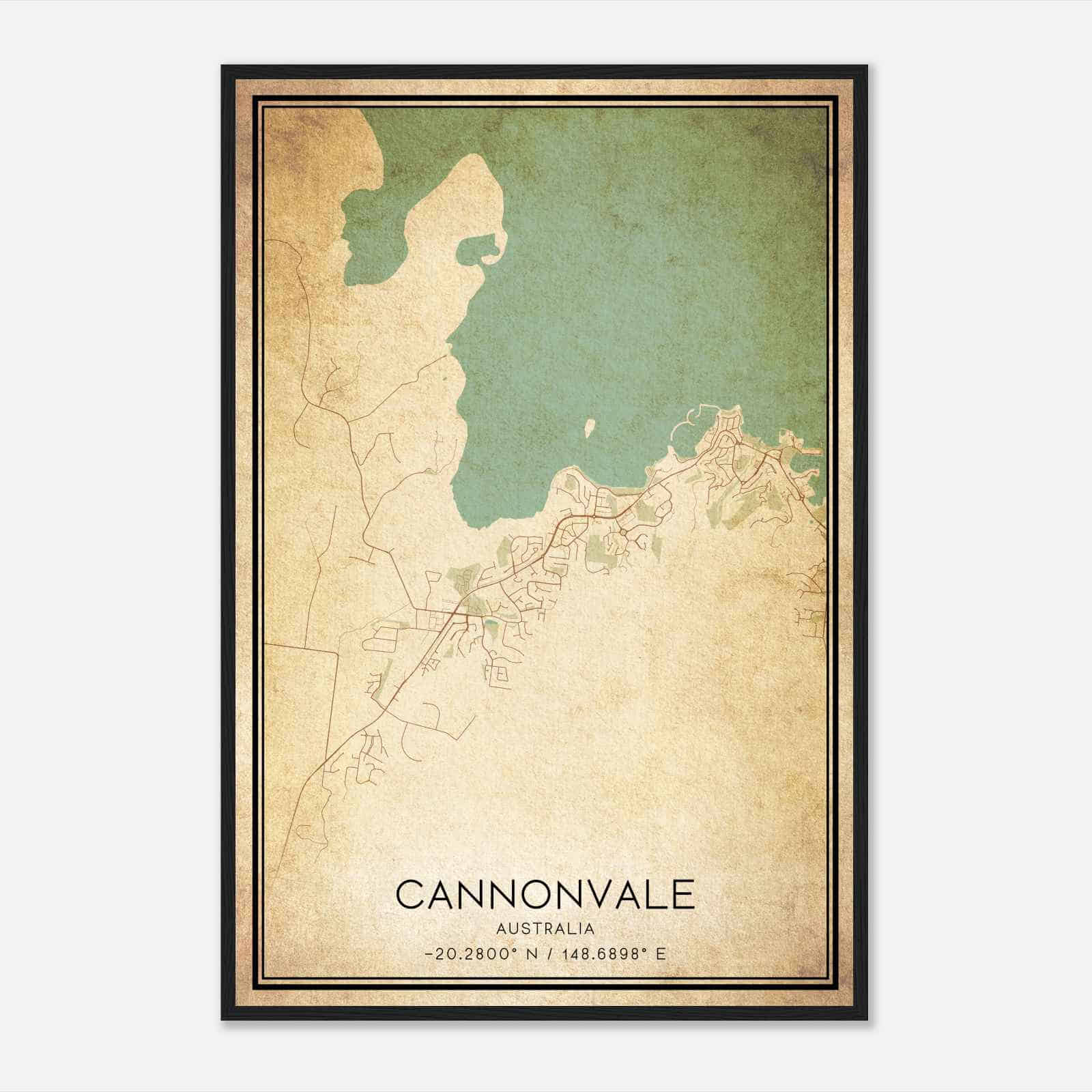 Vintage Cannonvale Australia Map Poster, Cannonvale City Road Wall Art ...