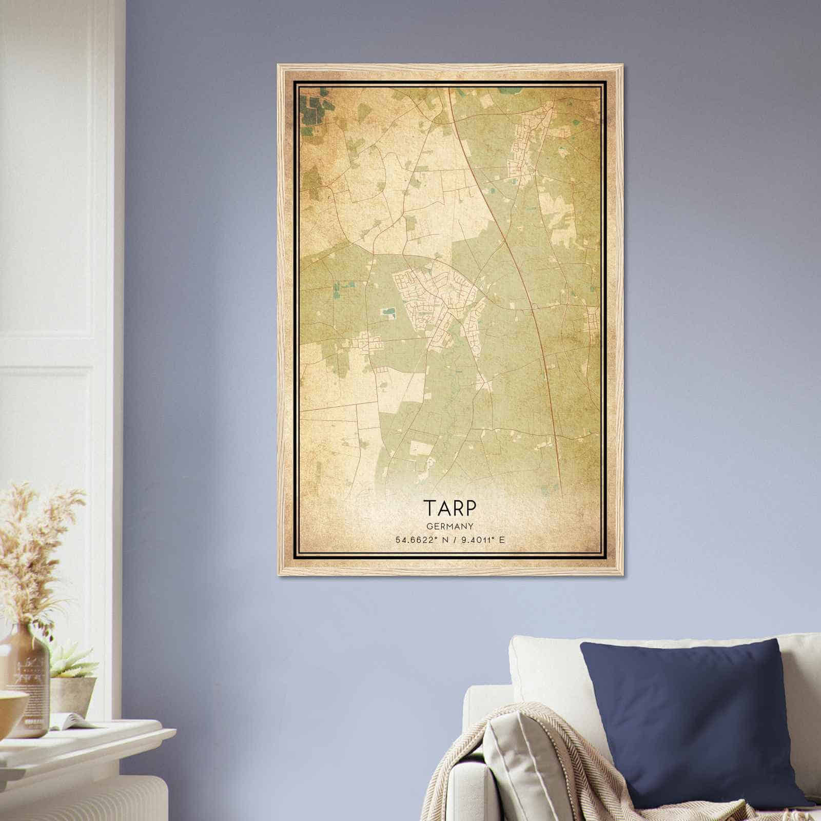 Vintage Tarp Germany Map Poster, Tarp City Road Wall Art Print - Custom Maps & Posters