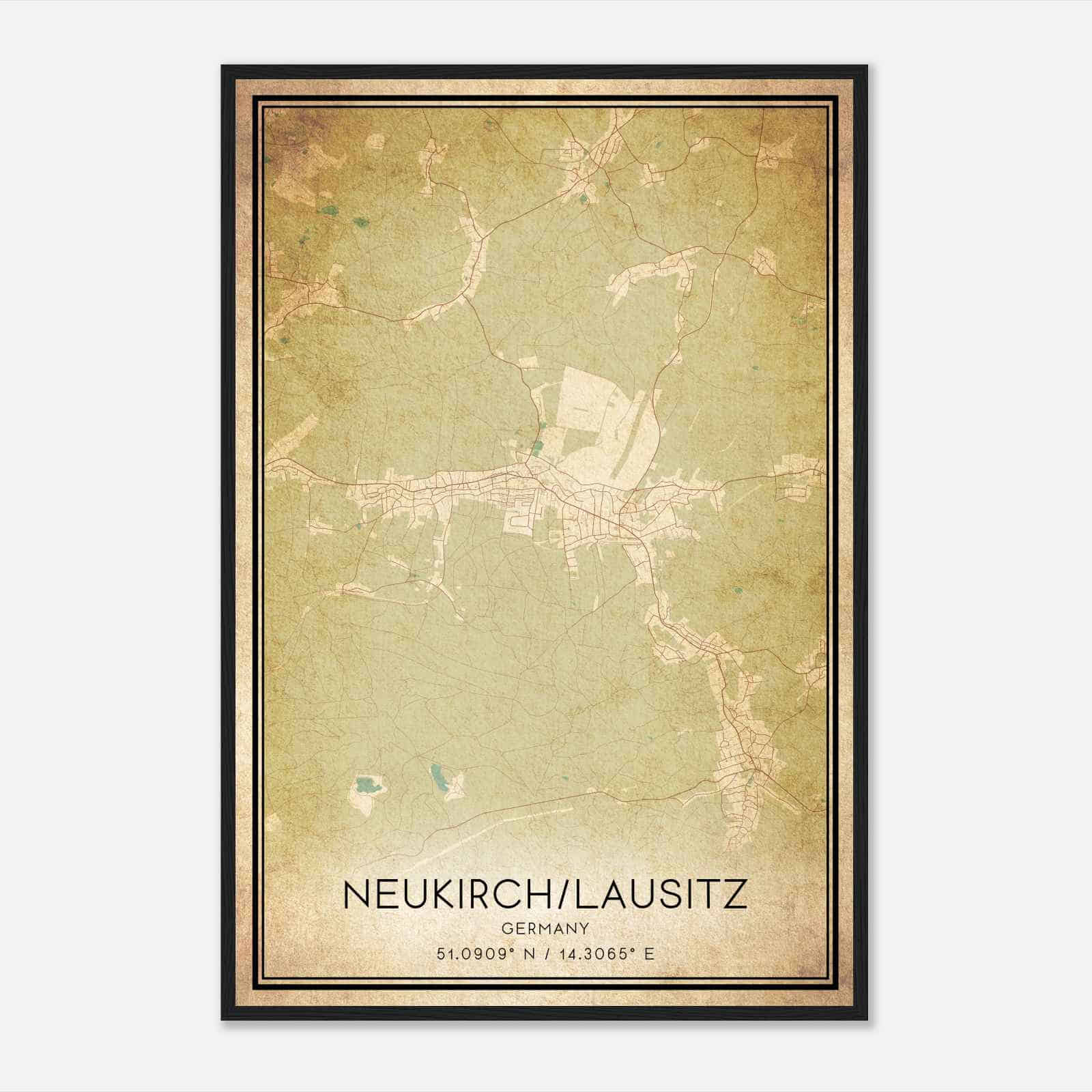 Vintage Neukirchen Germany Map Poster, Neukirchen City Road Wall Art ...