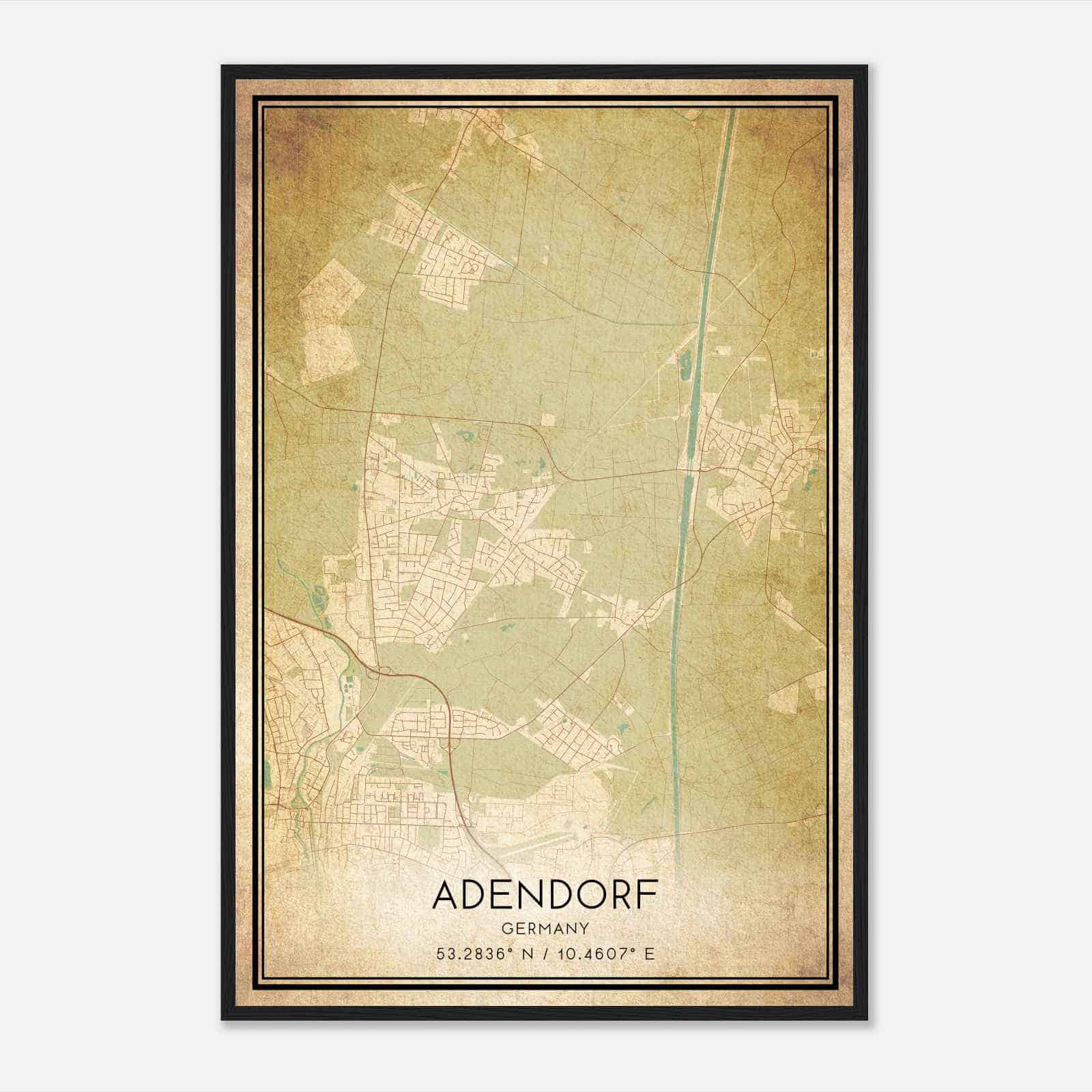 Vintage Adendorf Germany Map Poster, Adendorf City Road Wall Art Print ...