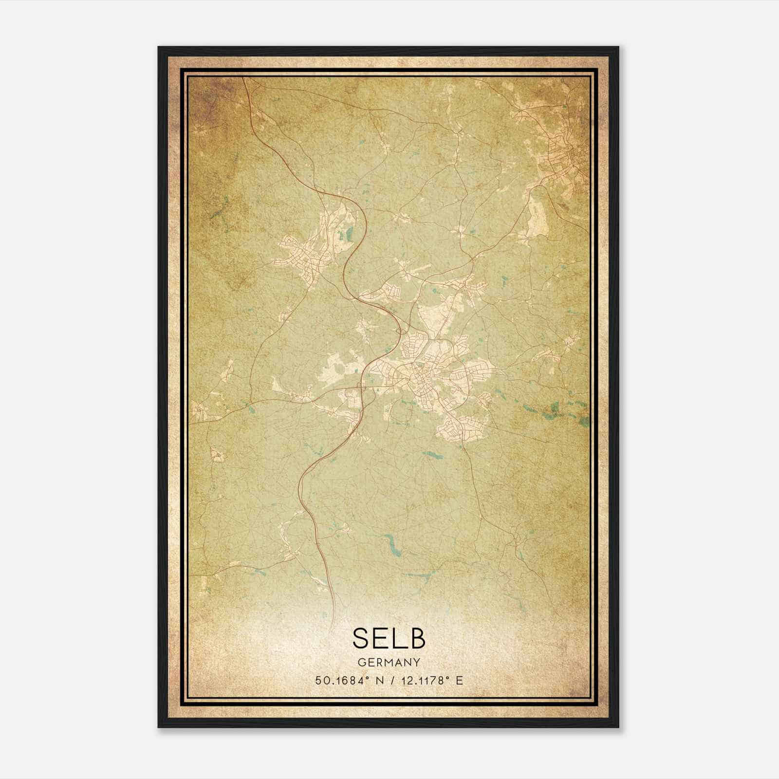 Vintage Selb Germany Map Poster, Selb City Road Wall Art Print - Custom ...
