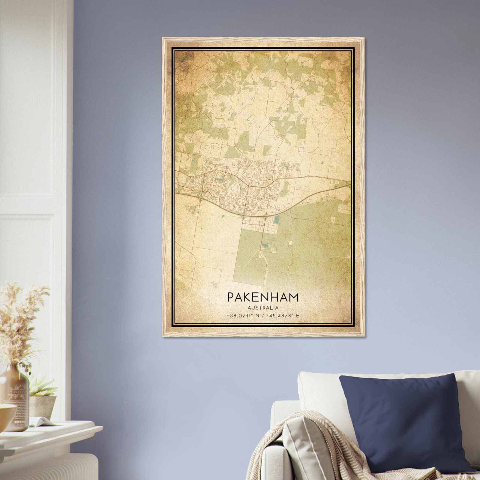 Vintage Pakenham Australia Map Poster, Pakenham City Road Wall Art ...
