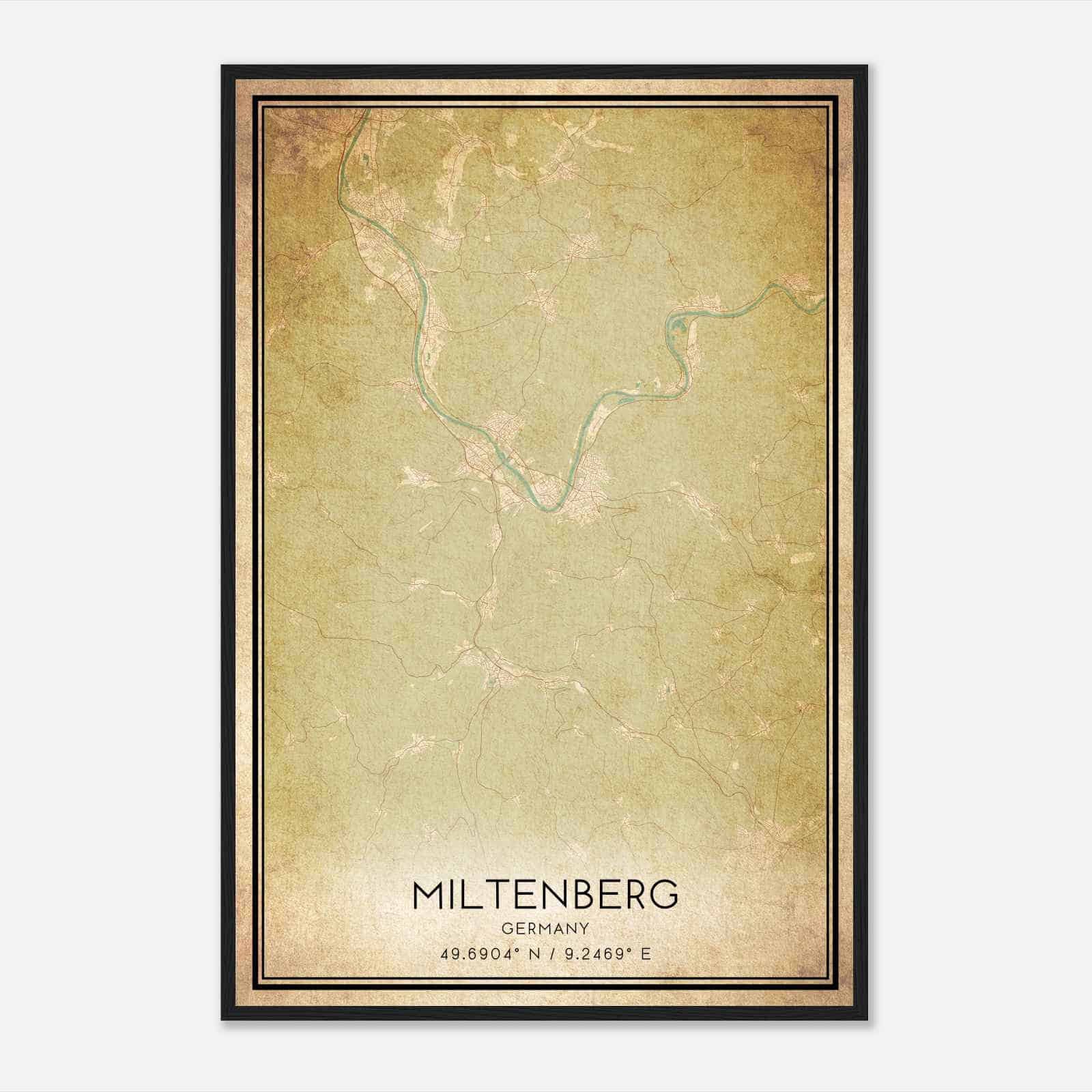 Vintage Miltenberg Germany Map Poster, Miltenberg City Road Wall Art ...