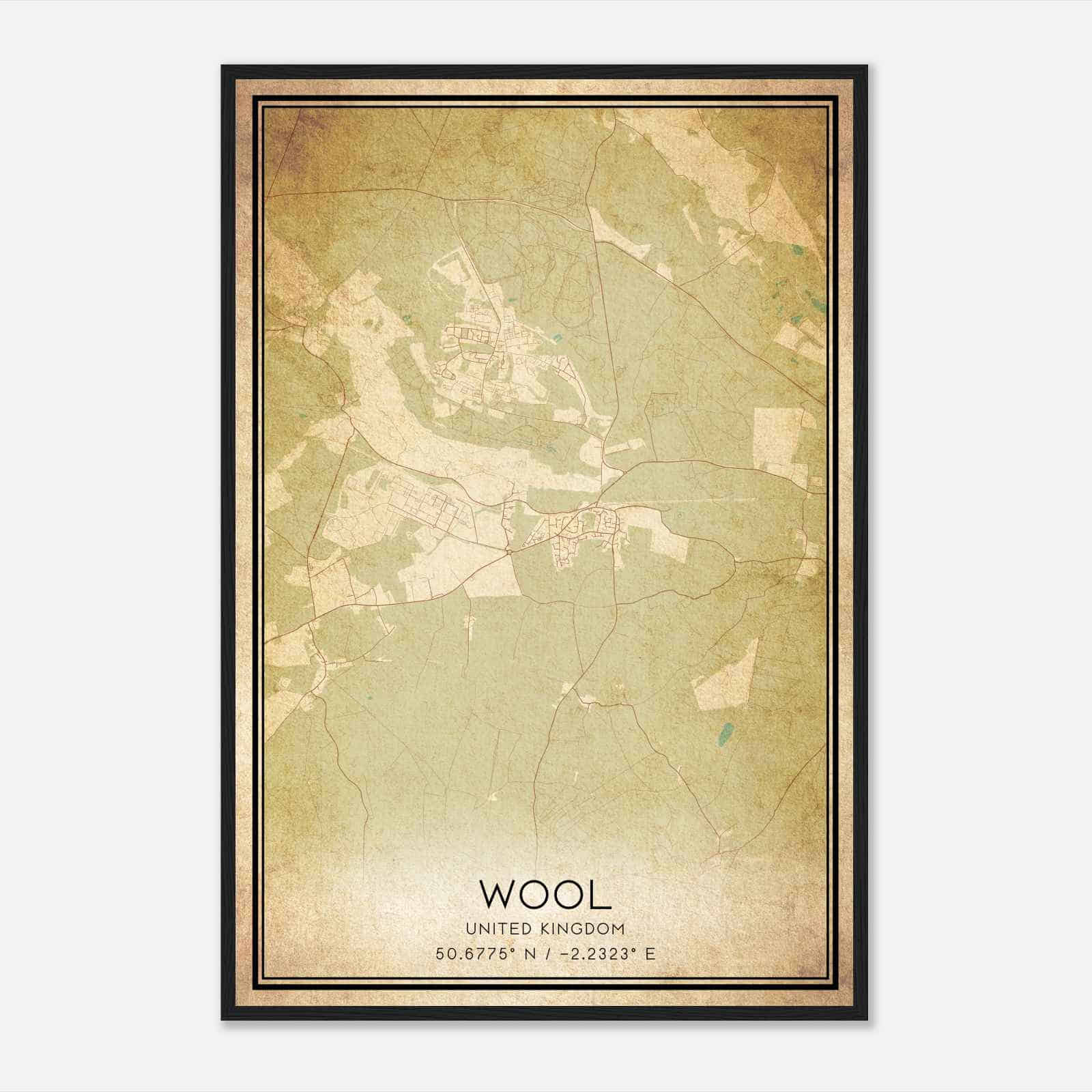 Vintage Wool United Kingdom Map Poster, Wool City Road Wall Art Print ...