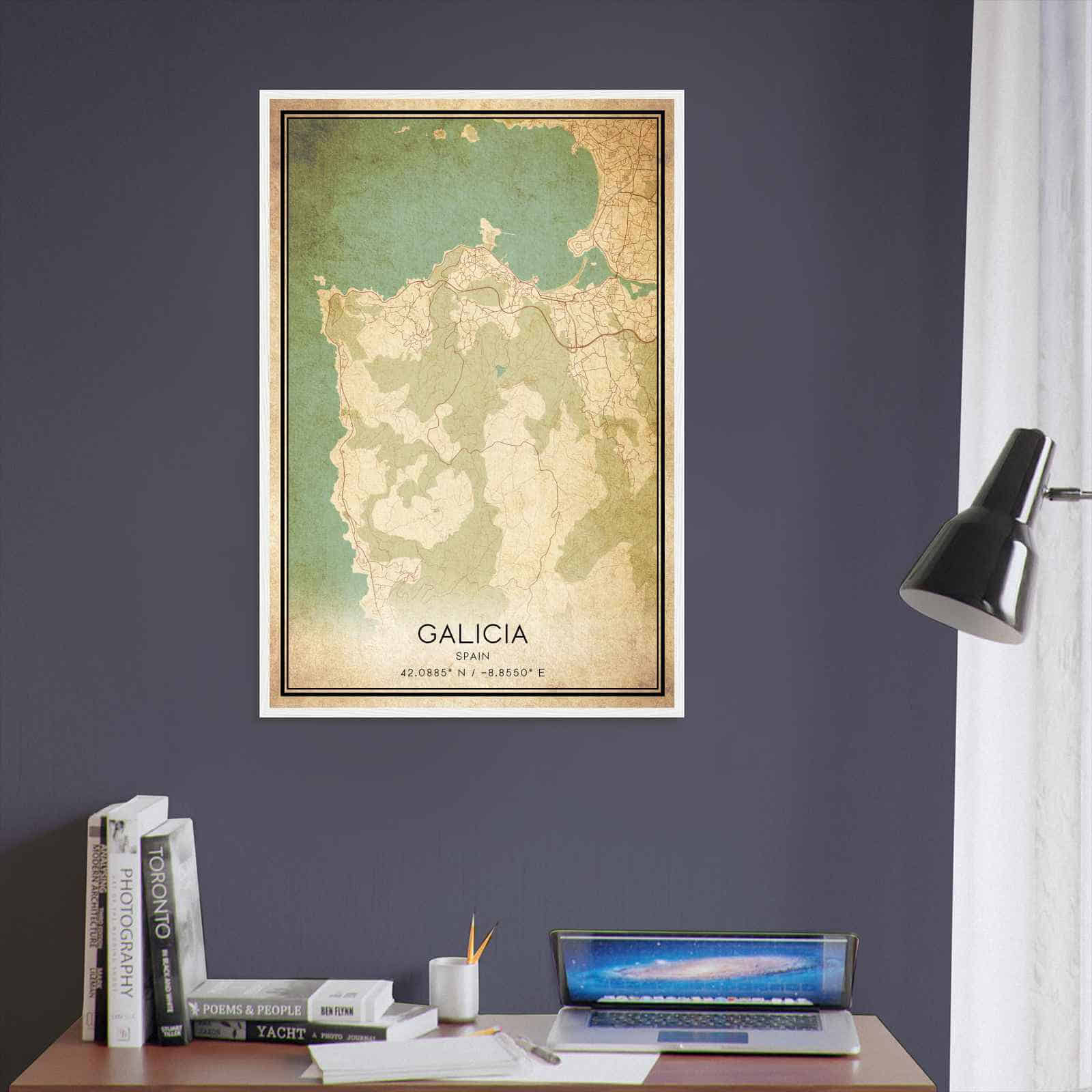 Vintage Bayona Spain Map Poster, Bayona City Road Wall Art Print ...