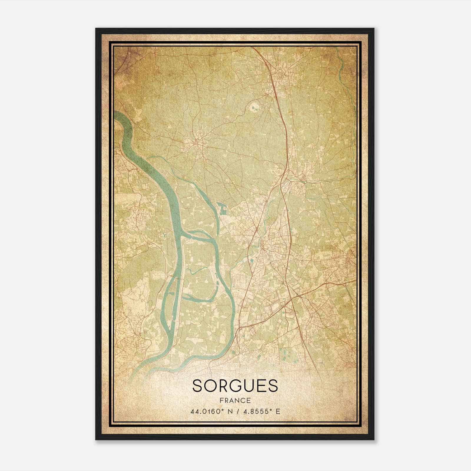 Vintage Sorgues France Map Poster, Sorgues City Road Wall Art Print ...