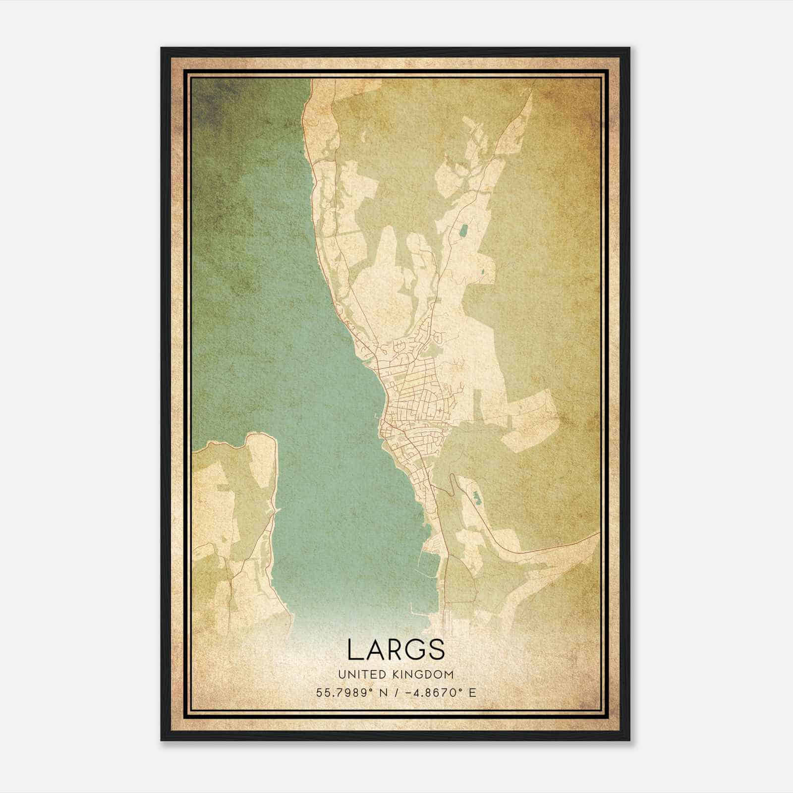 Vintage Largs United Kingdom Map Poster, Largs City Road Wall Art Print ...