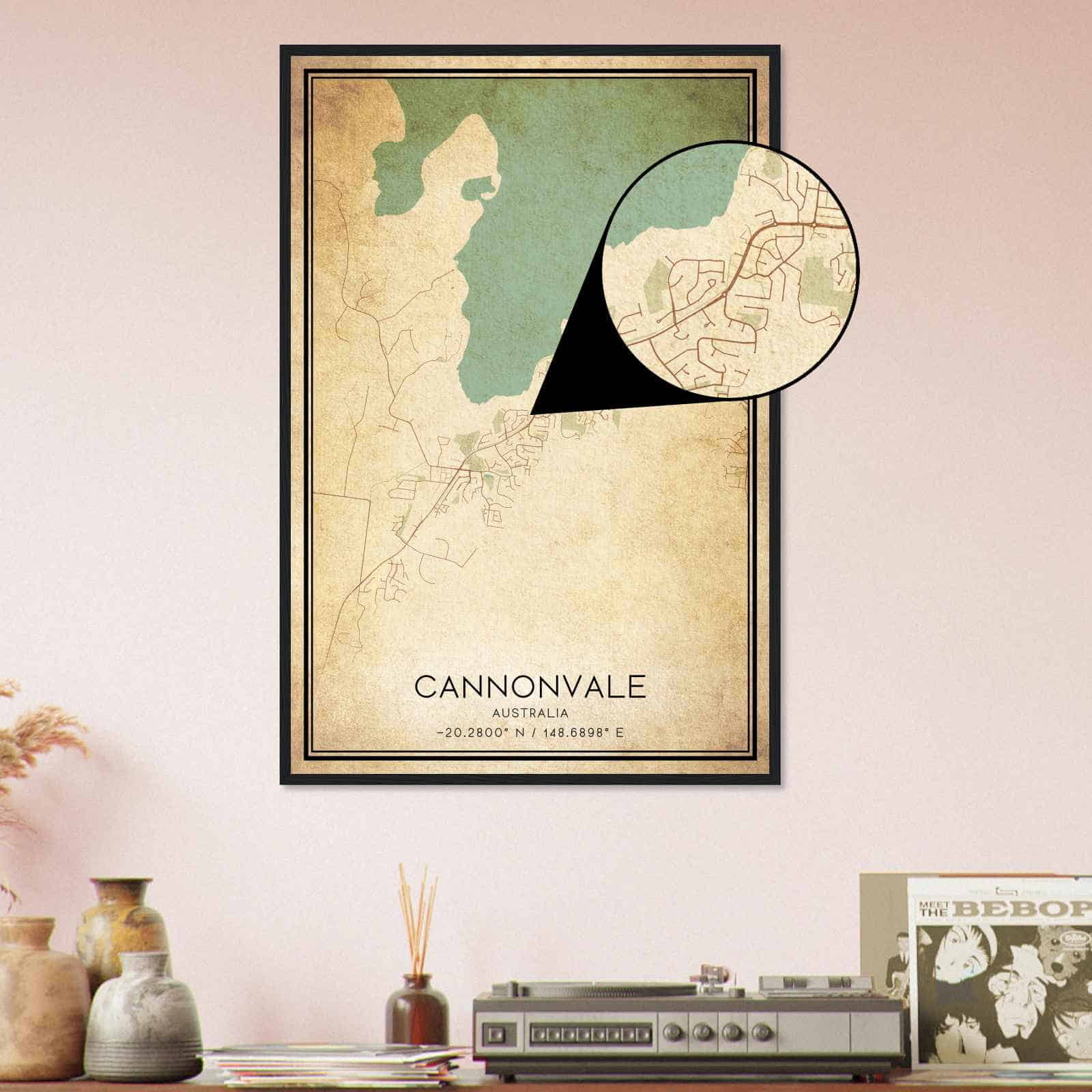 Vintage Cannonvale Australia Map Poster, Cannonvale City Road Wall Art ...