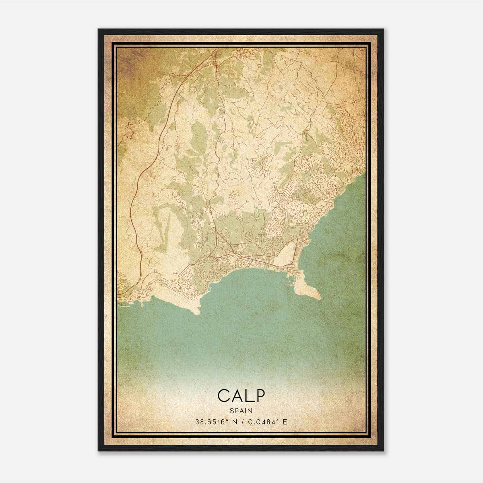 Vintage Calpe Spain Map Poster, Calpe City Road Wall Art Print - Custom ...