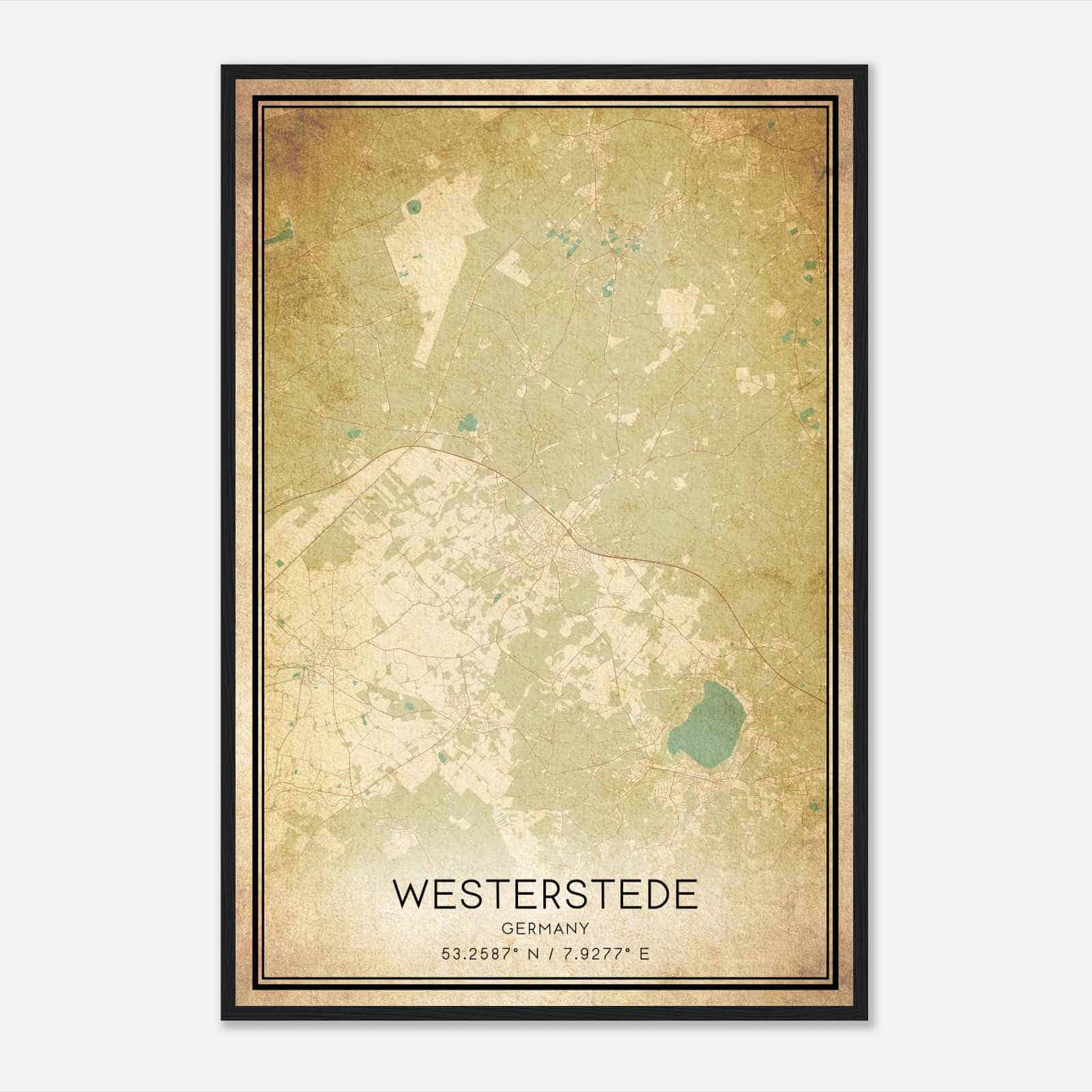 Vintage Westerstede Germany Map Poster, Westerstede City Road Wall Art ...