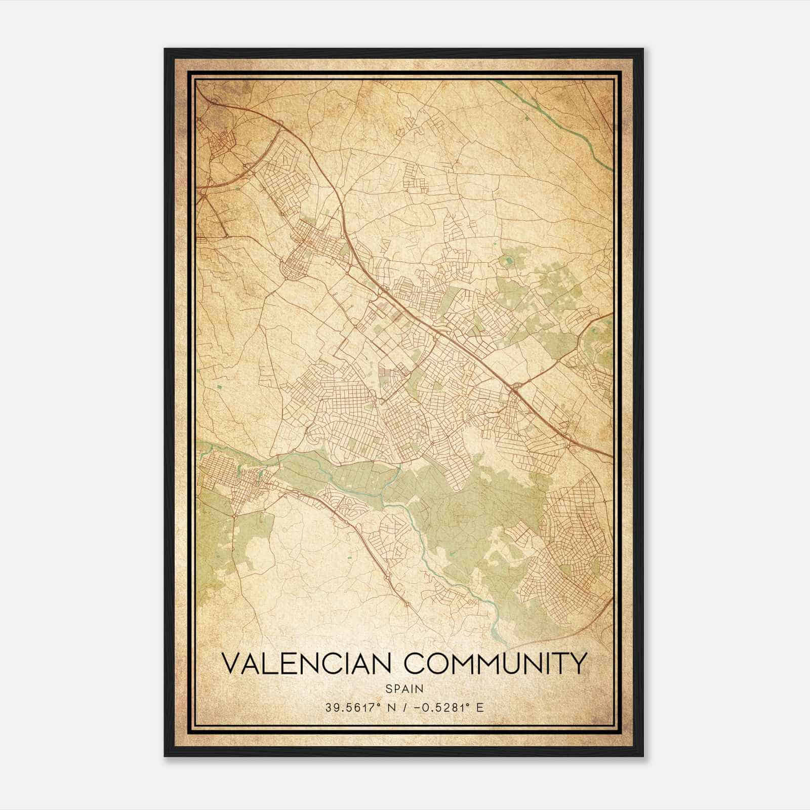 Vintage La Eliana Spain Map Poster, La Eliana City Road Wall Art Print ...