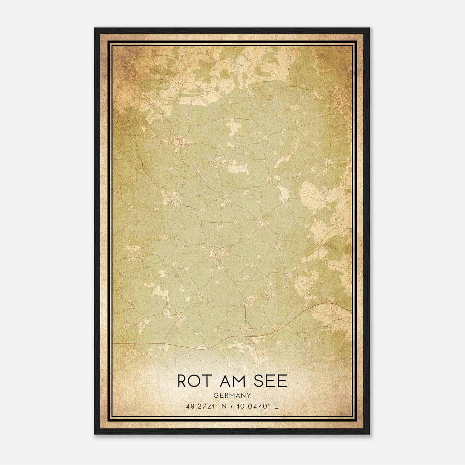 Vintage Rot am See Germany Map Poster, Rot am See City Road Wall Art ...