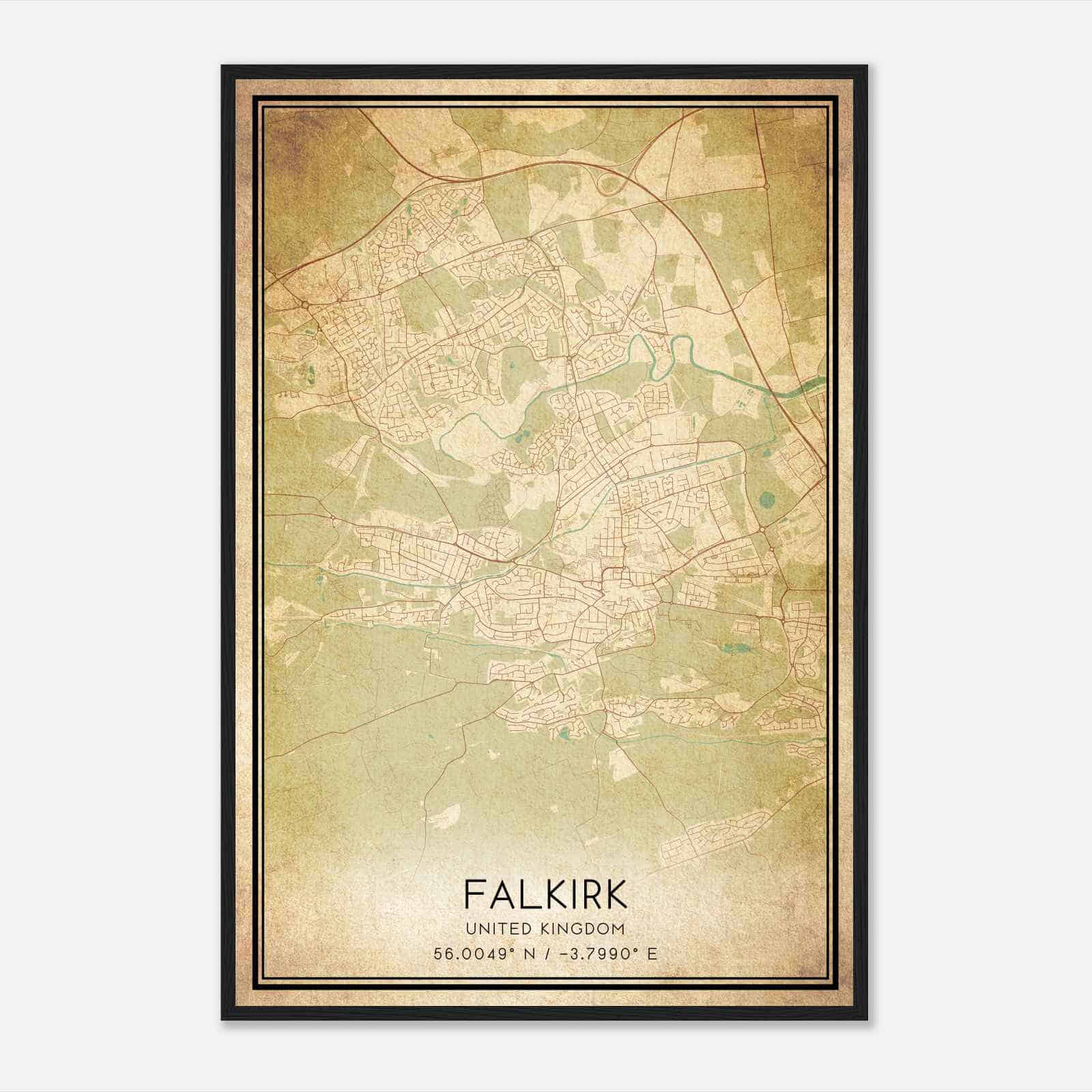 Vintage Falkirk United Kingdom Map Poster, Falkirk City Road Wall Art ...