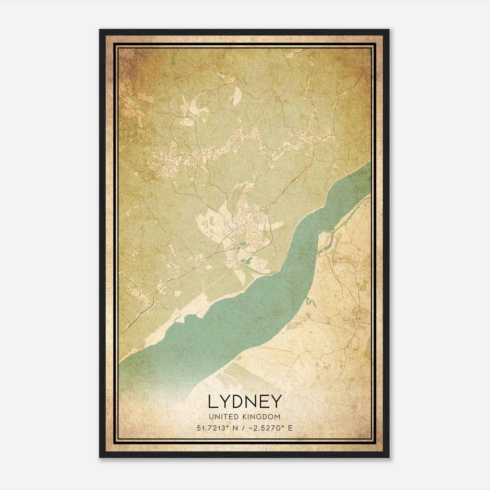 Vintage Lydney United Kingdom Map Poster, Lydney City Road Wall Art ...