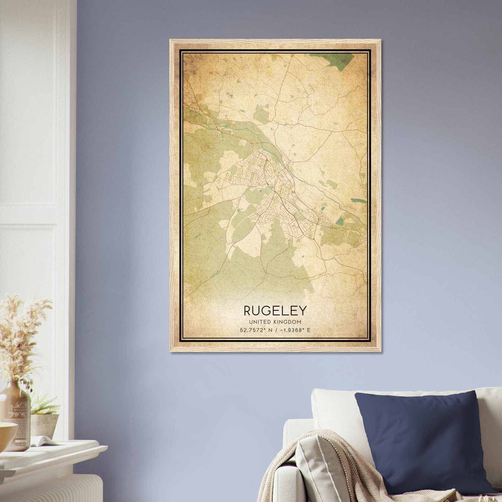 Vintage Rugeley United Kingdom Map Poster, Rugeley City Road Wall Art ...