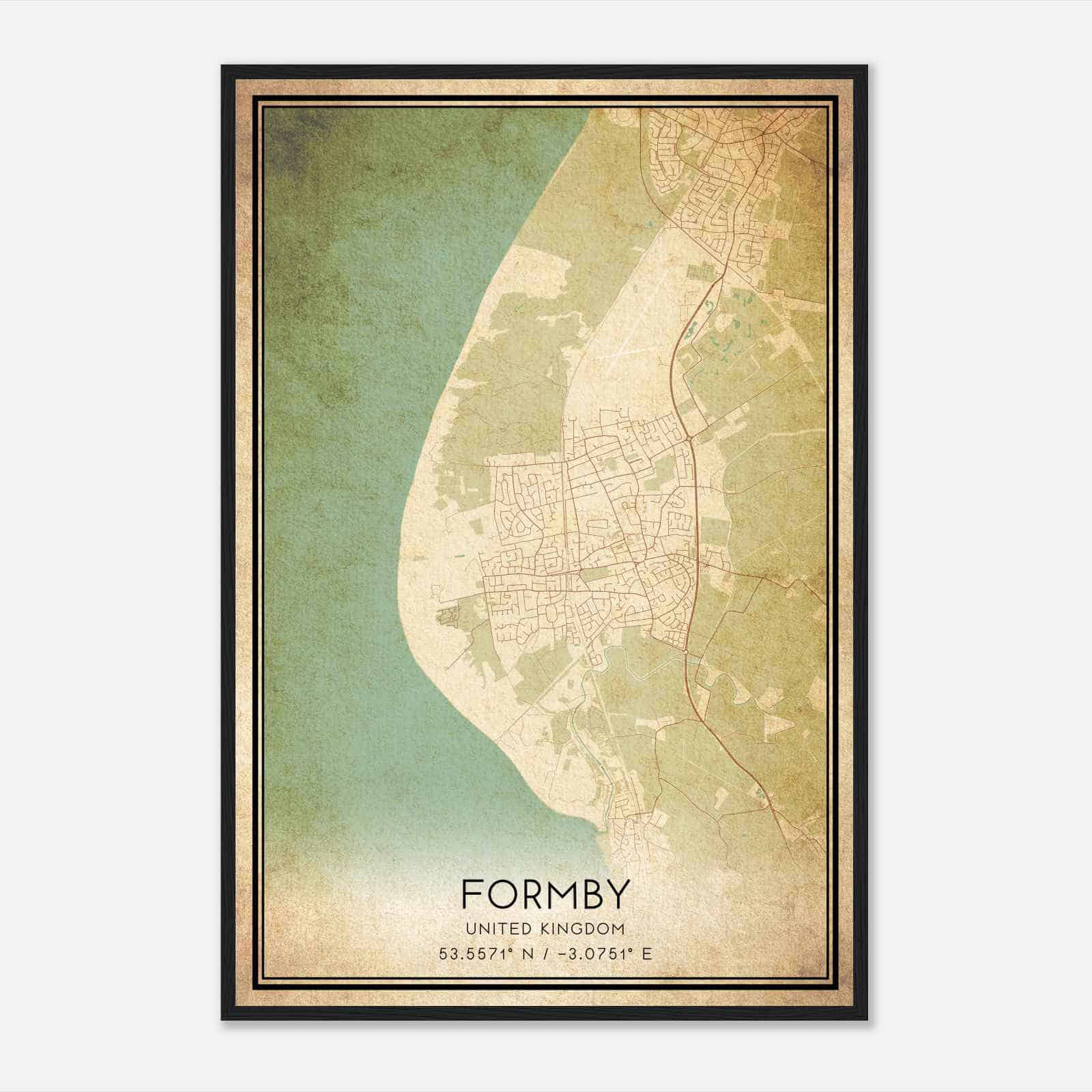 Vintage Formby United Kingdom Map Poster, Formby City Road Wall Art ...