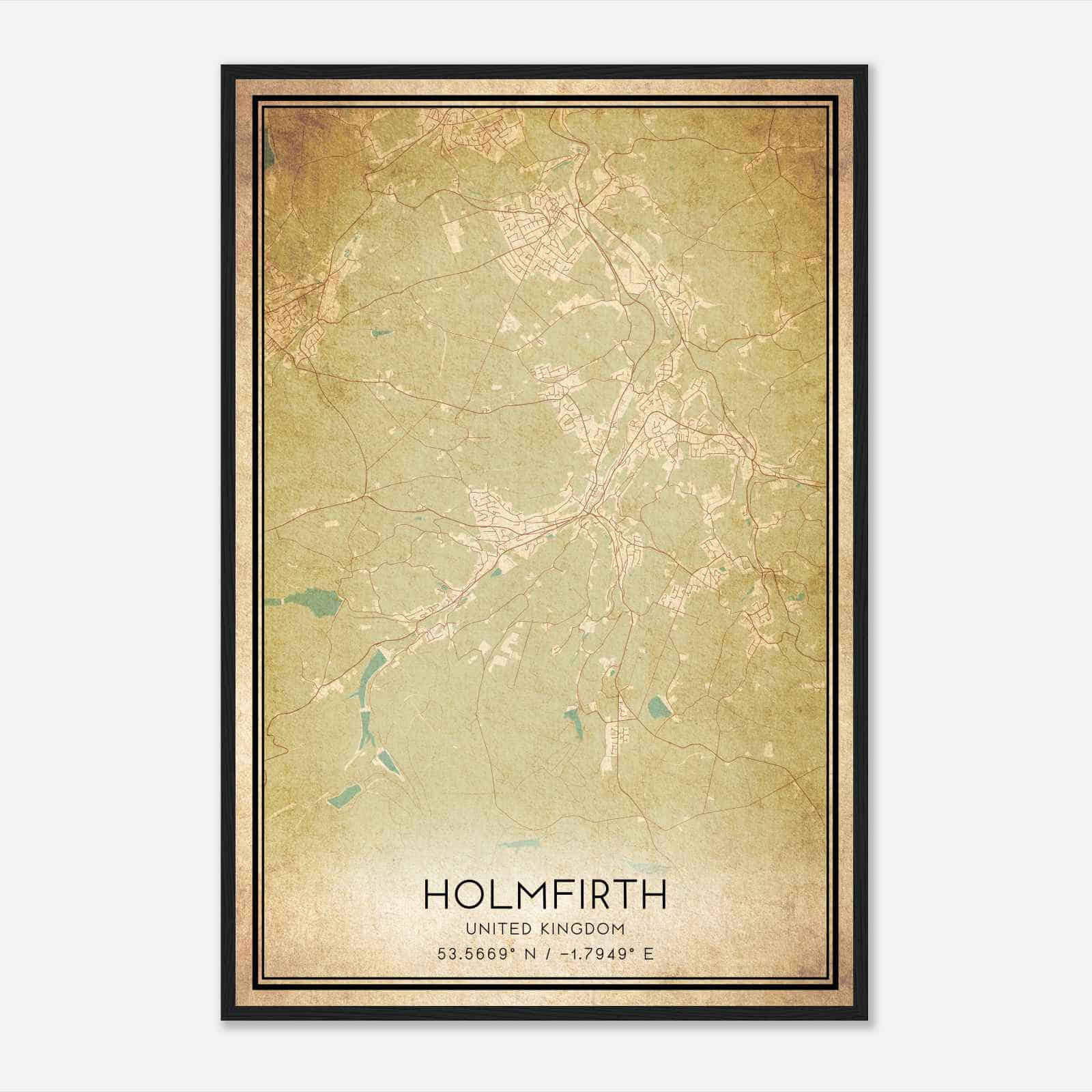 Vintage Holmfirth United Kingdom Map Poster, Holmfirth City Road Wall ...