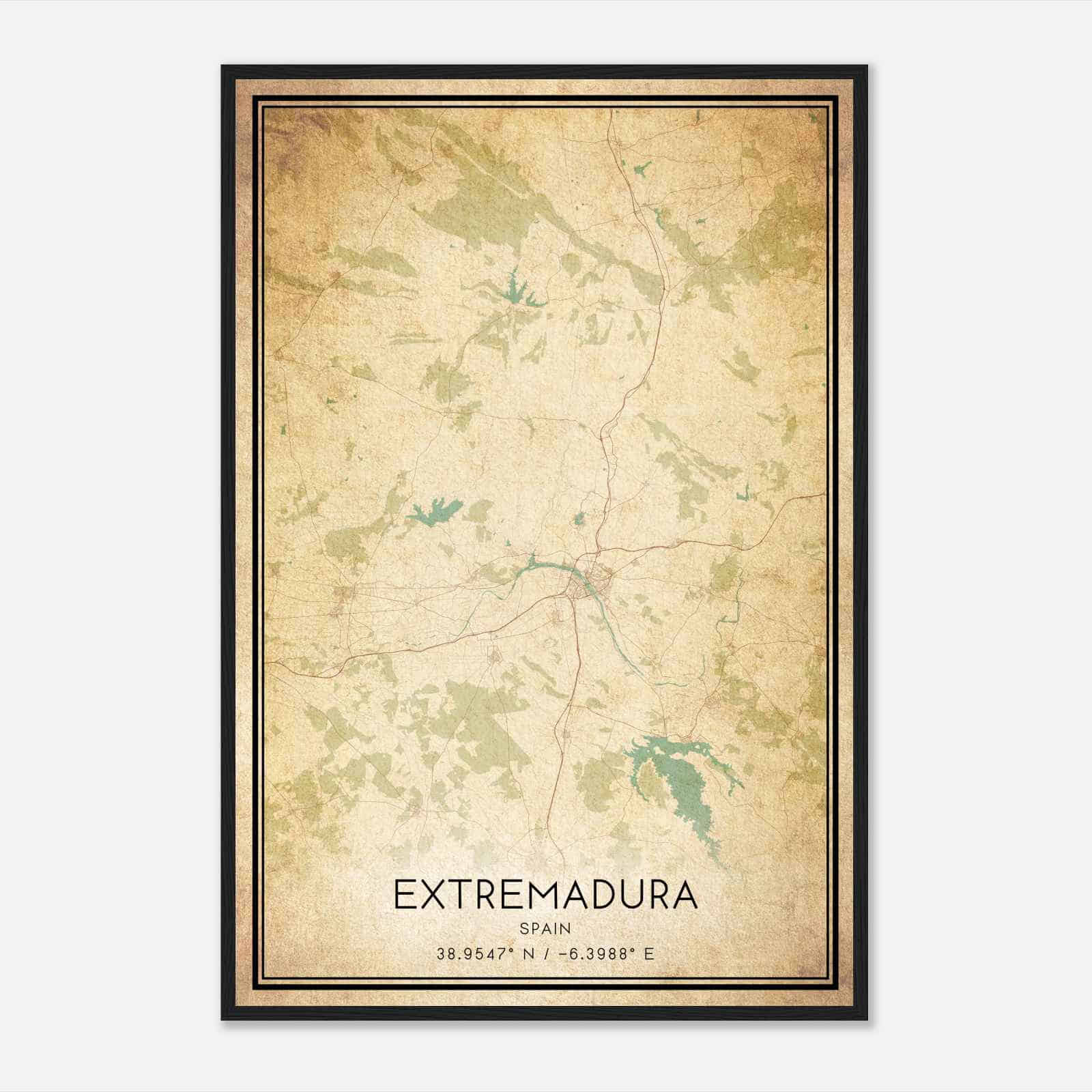 Vintage Merida Spain Map Poster, Merida City Road Wall Art Print ...