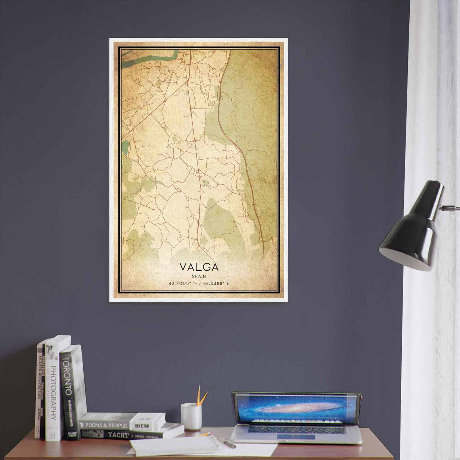 Vintage Valga Spain Map Poster, Valga City Road Wall Art Print - Custom ...