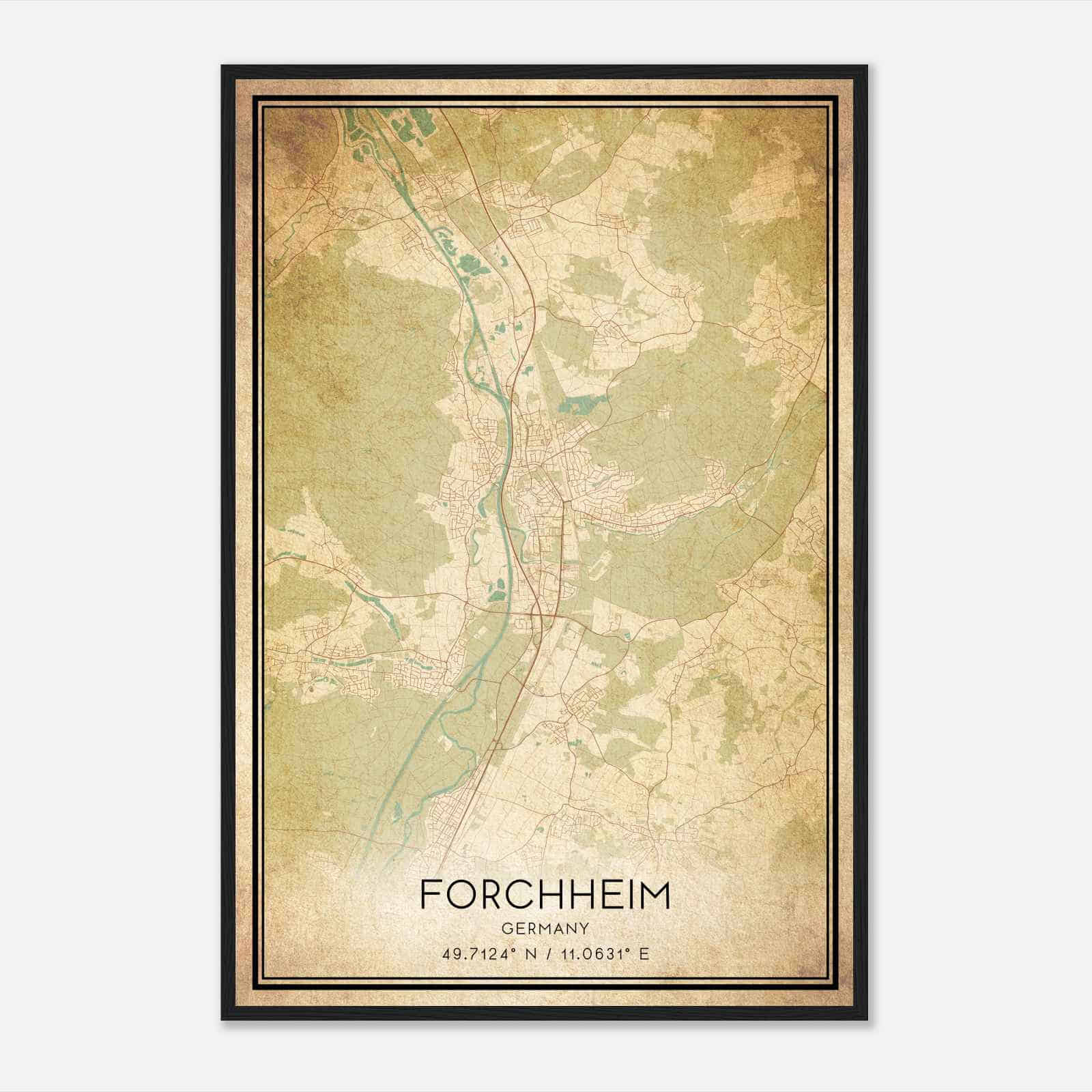 Vintage Forchheim Germany Map Poster, Forchheim City Road Wall Art ...