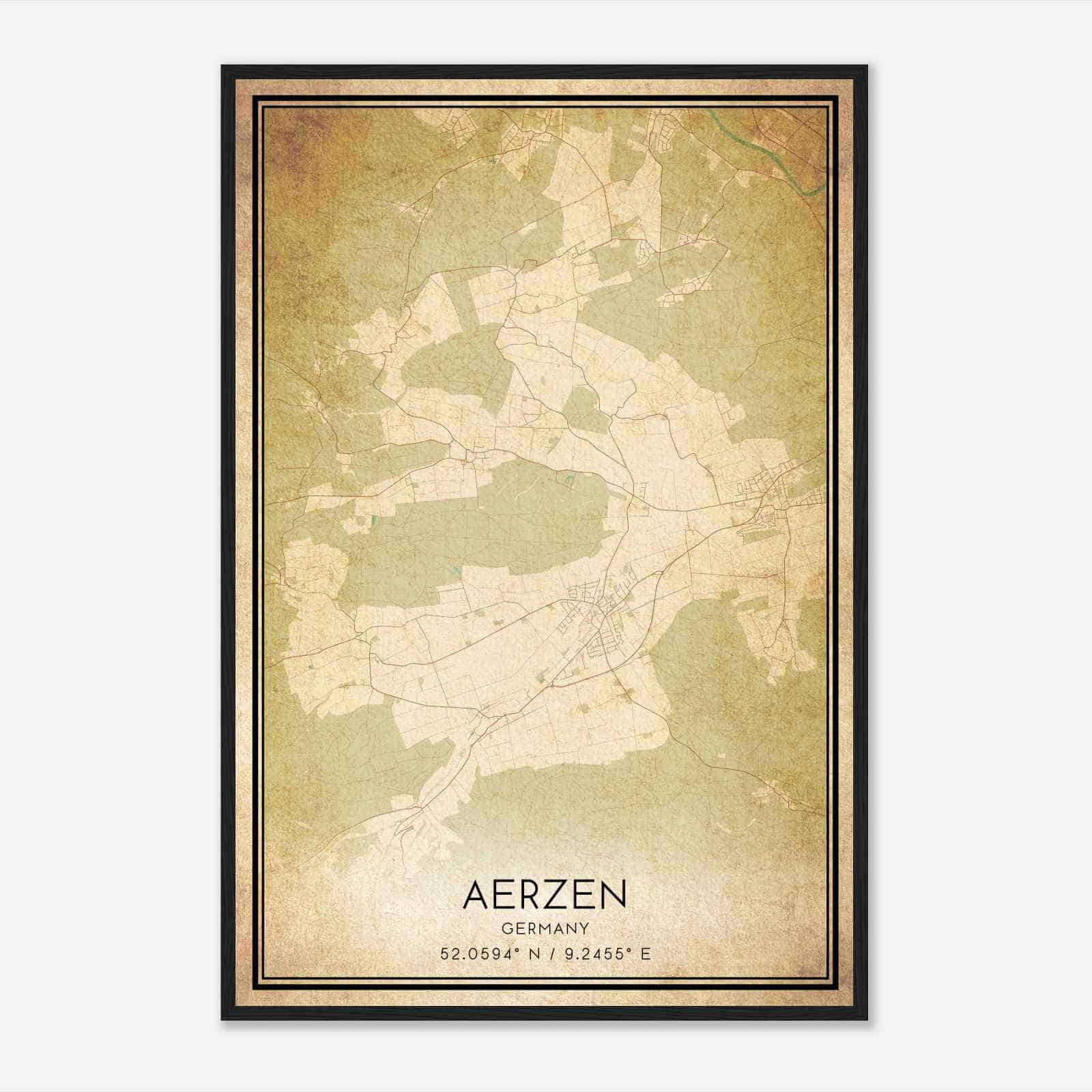 Vintage Aerzen Germany Map Poster, Aerzen City Road Wall Art Print ...