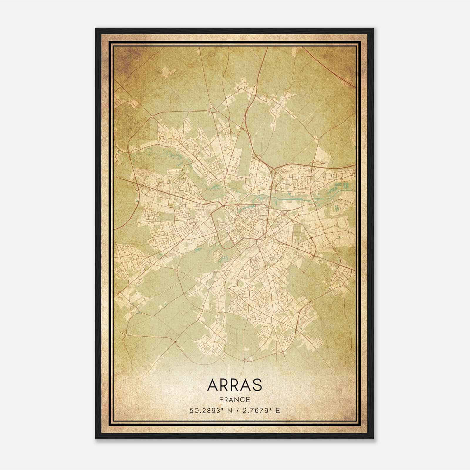 Vintage Arras France Map Poster, Arras City Road Wall Art Print ...
