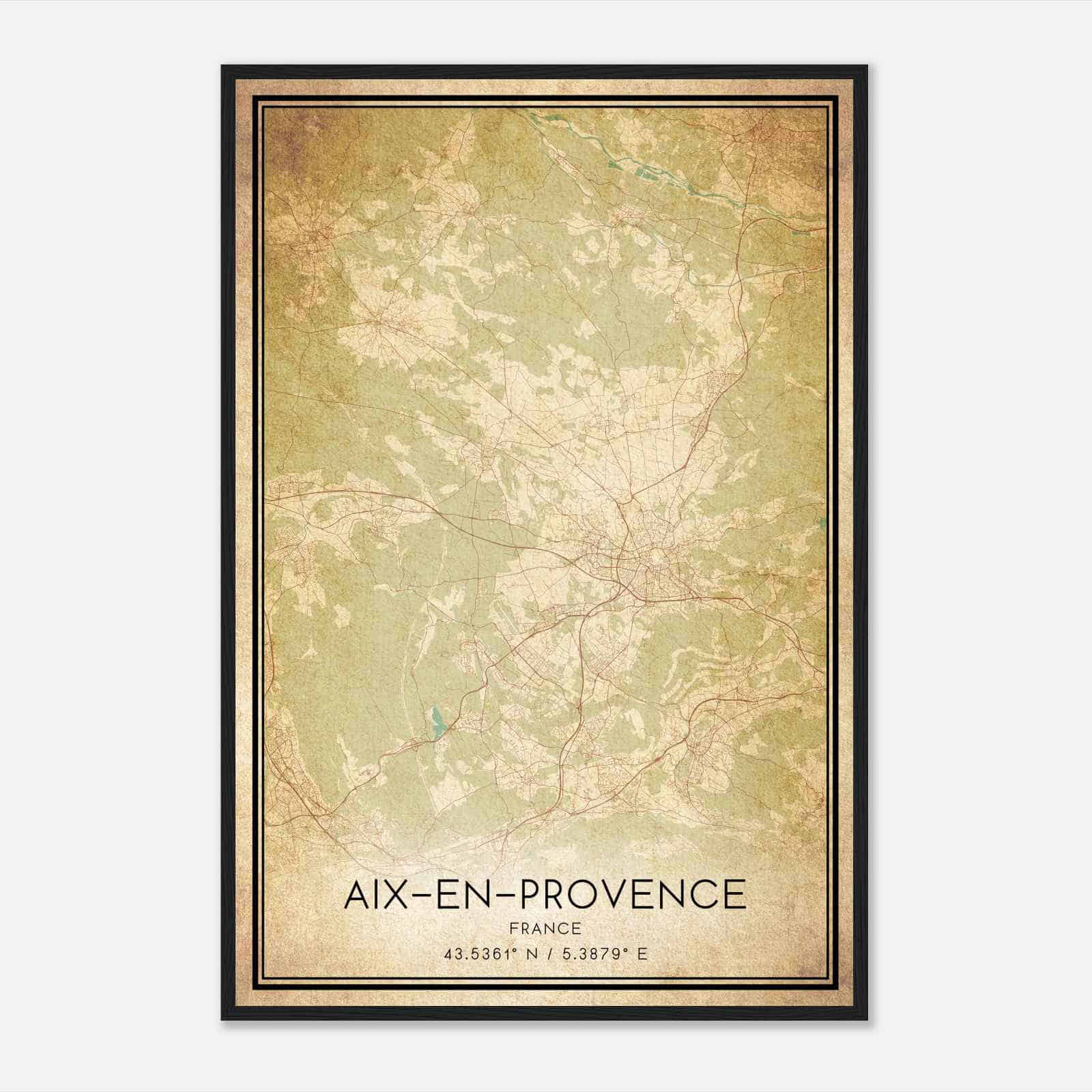 Vintage Aix-en-Provence France Map Poster, Aix-en-Provence City Road ...