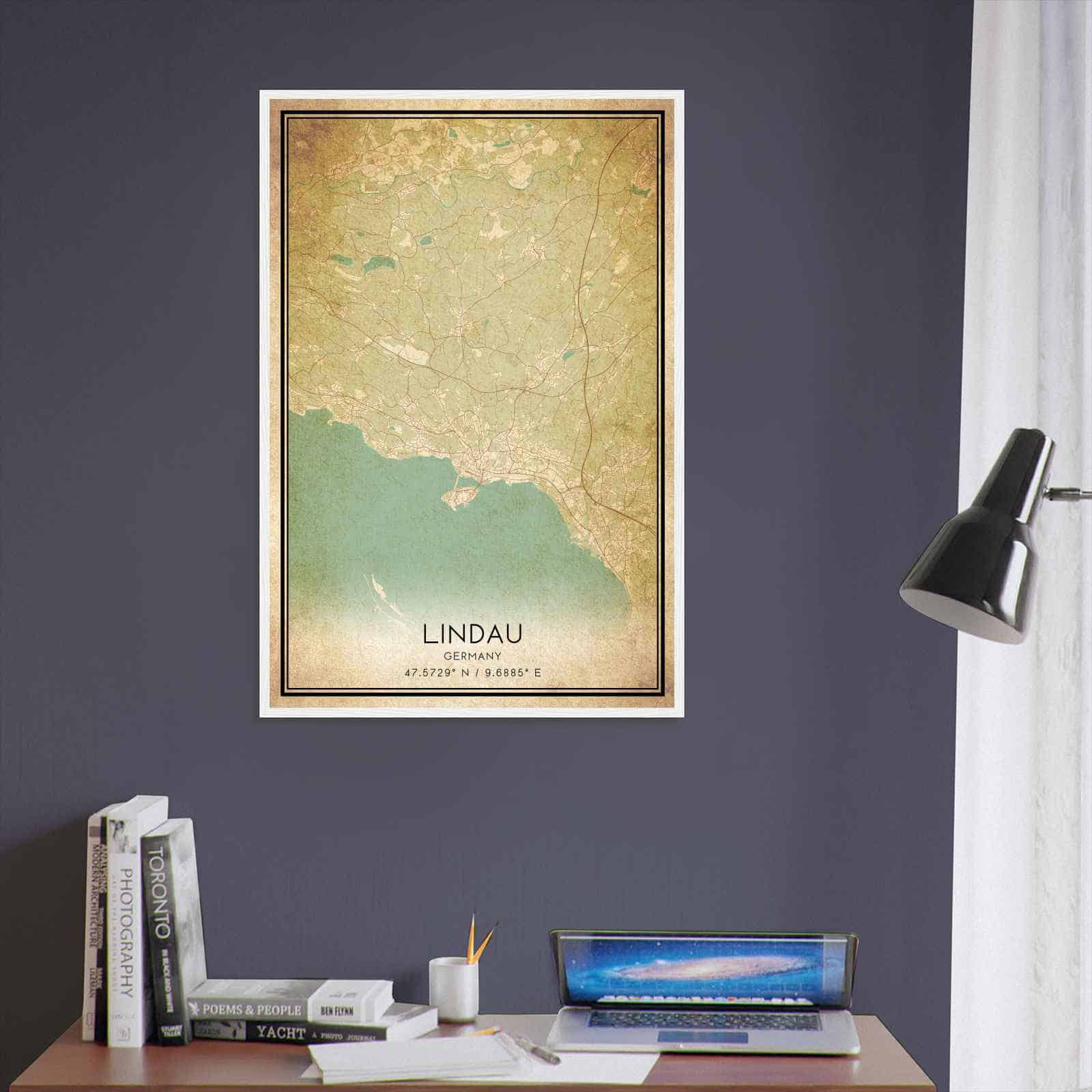 Vintage Lindau Germany Map Poster, Lindau City Road Wall Art Print ...