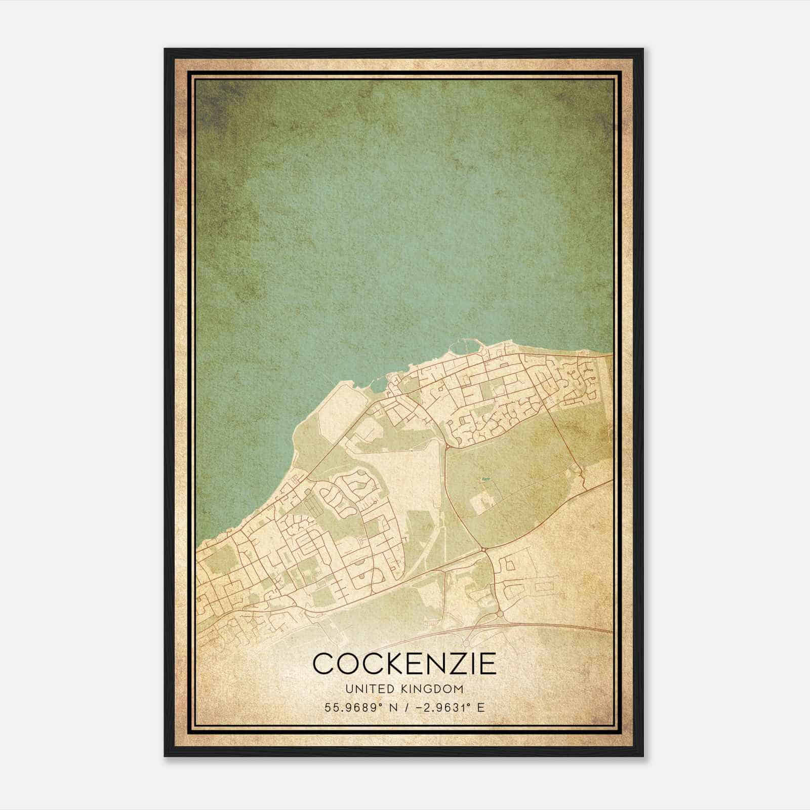 Vintage Cockenzie United Kingdom Map Poster, Cockenzie City Road Wall ...