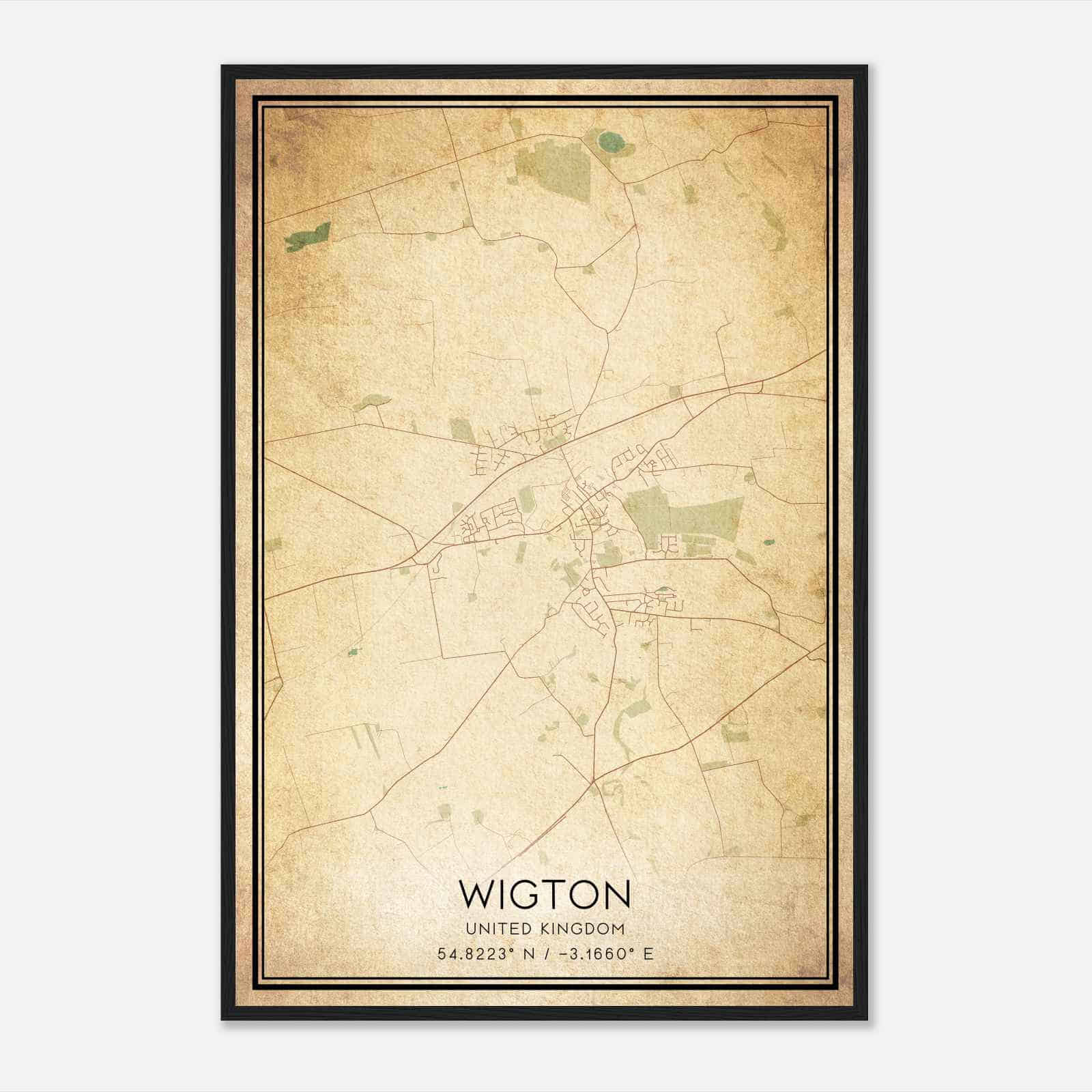 Vintage Wigton United Kingdom Map Poster, Wigton City Road Wall Art ...