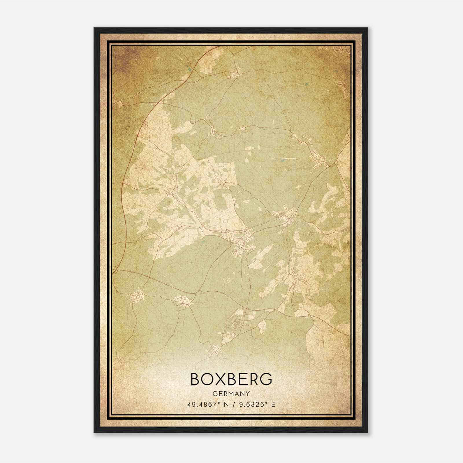 Vintage Boxberg Germany Map Poster, Boxberg City Road Wall Art Print ...