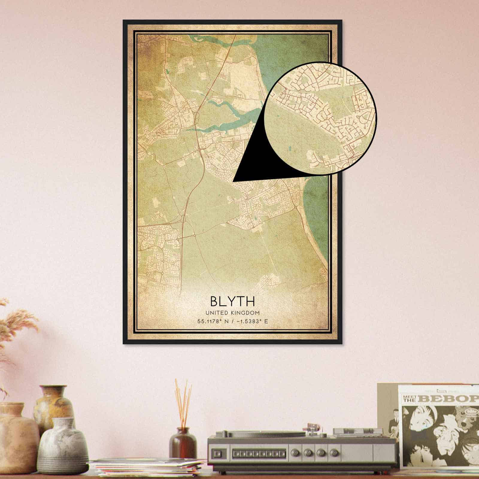 Vintage Blyth United Kingdom Map Poster, Blyth City Road Wall Art Print ...