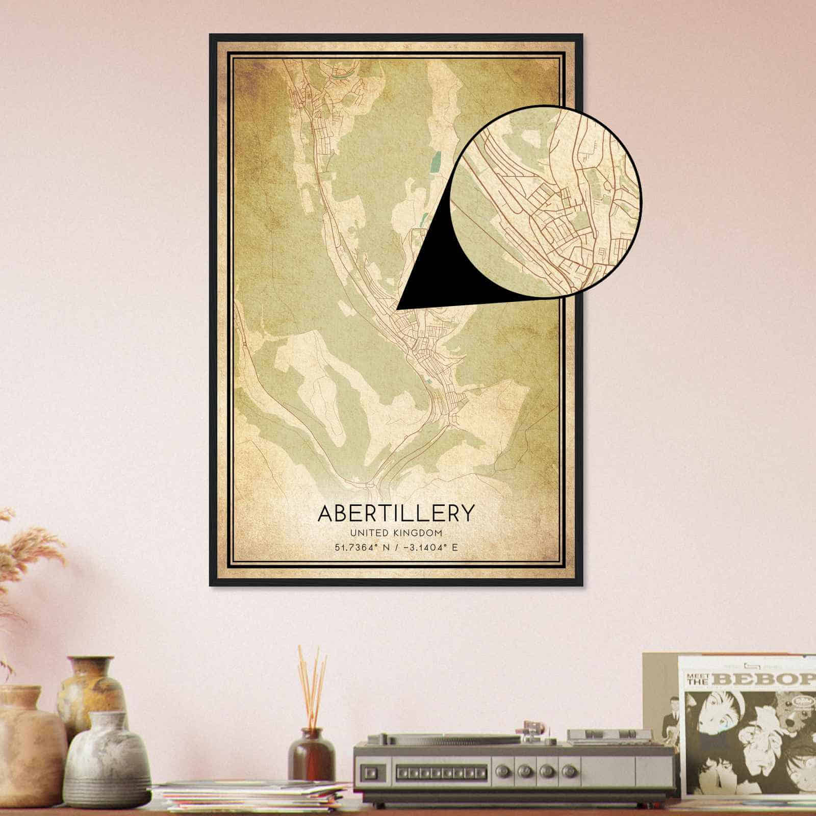 Vintage Abertillery United Kingdom Map Poster, Abertillery City Road ...