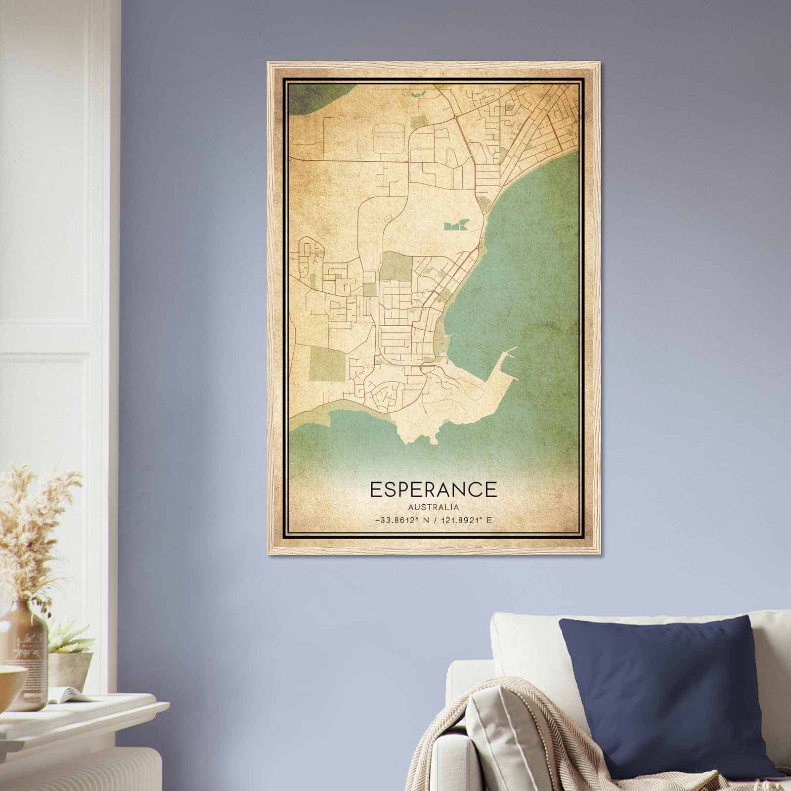Vintage Esperance Australia Map Poster, Esperance City Road Wall Art ...
