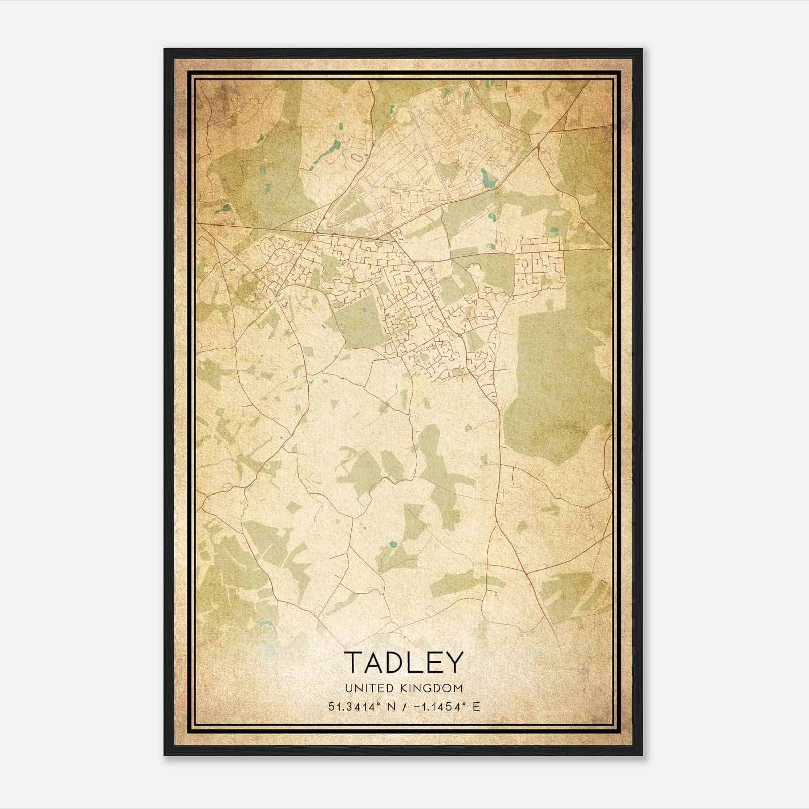 Vintage Tadley United Kingdom Map Poster, Tadley City Road Wall Art ...