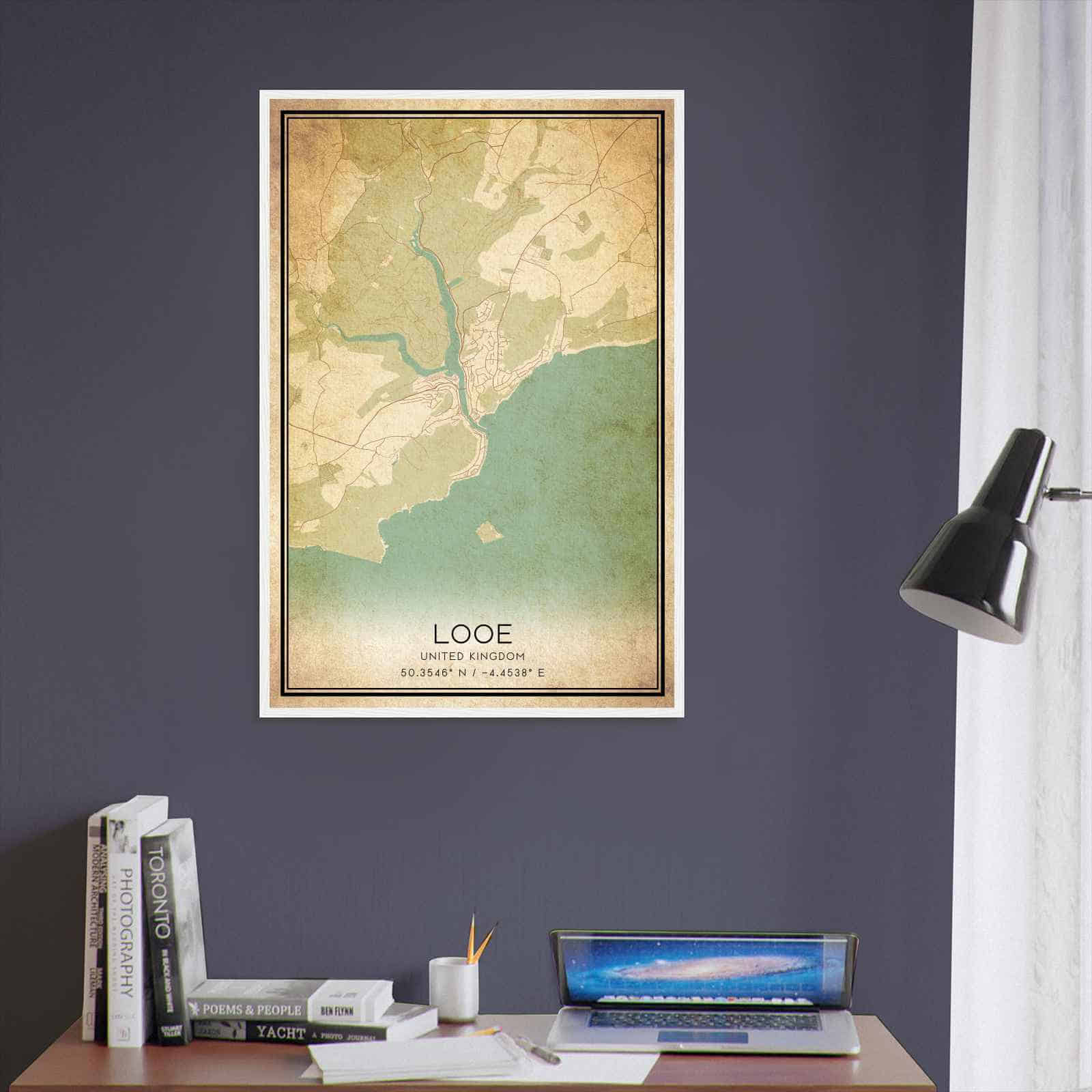 Vintage Looe United Kingdom Map Poster, Looe City Road Wall Art Print ...