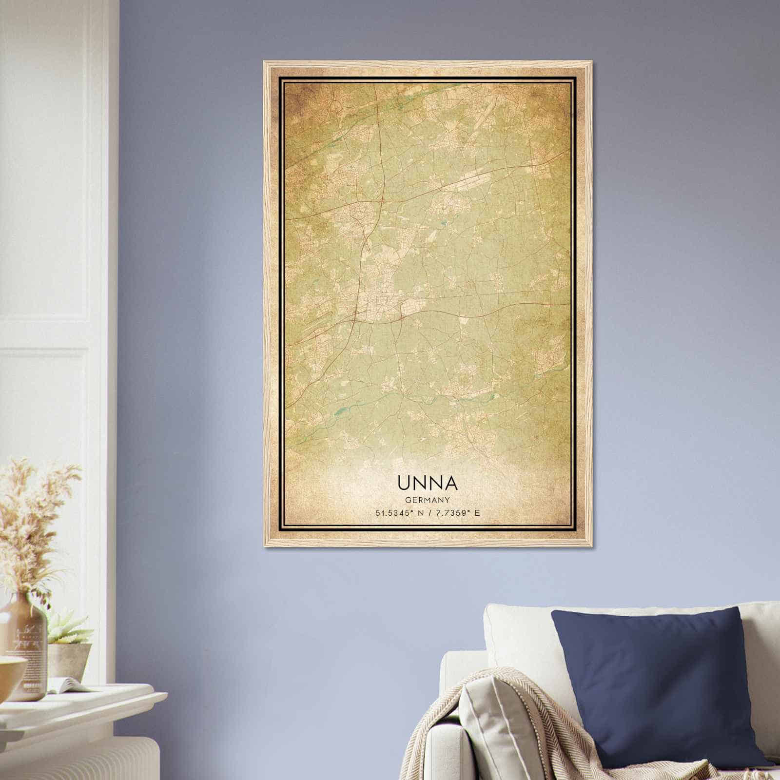 Vintage Unna Germany Map Poster, Unna City Road Wall Art Print - Custom ...