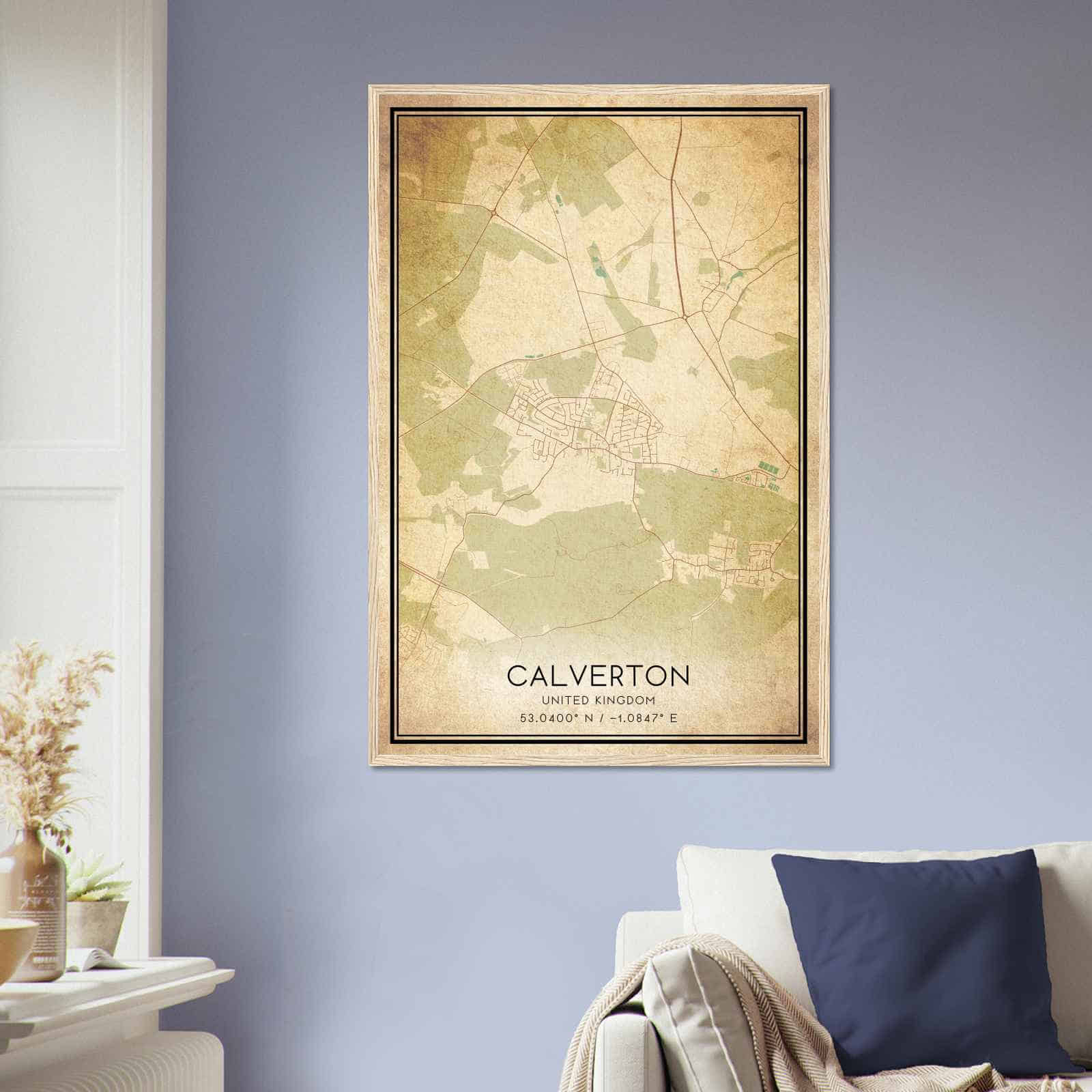 Vintage Calverton United Kingdom Map Poster, Calverton City Road Wall ...