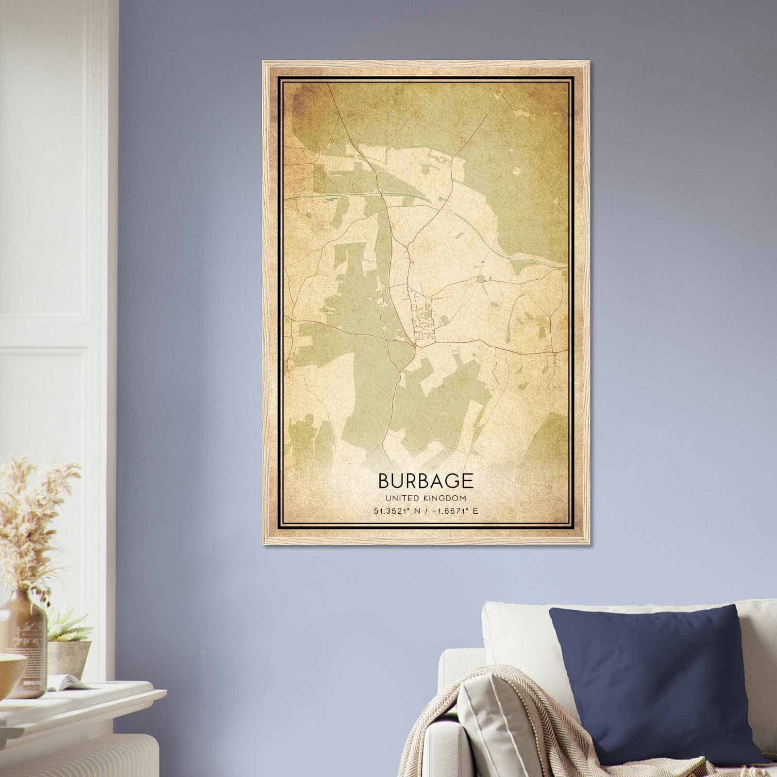 Vintage Burbage United Kingdom Map Poster, Burbage City Road Wall Art ...