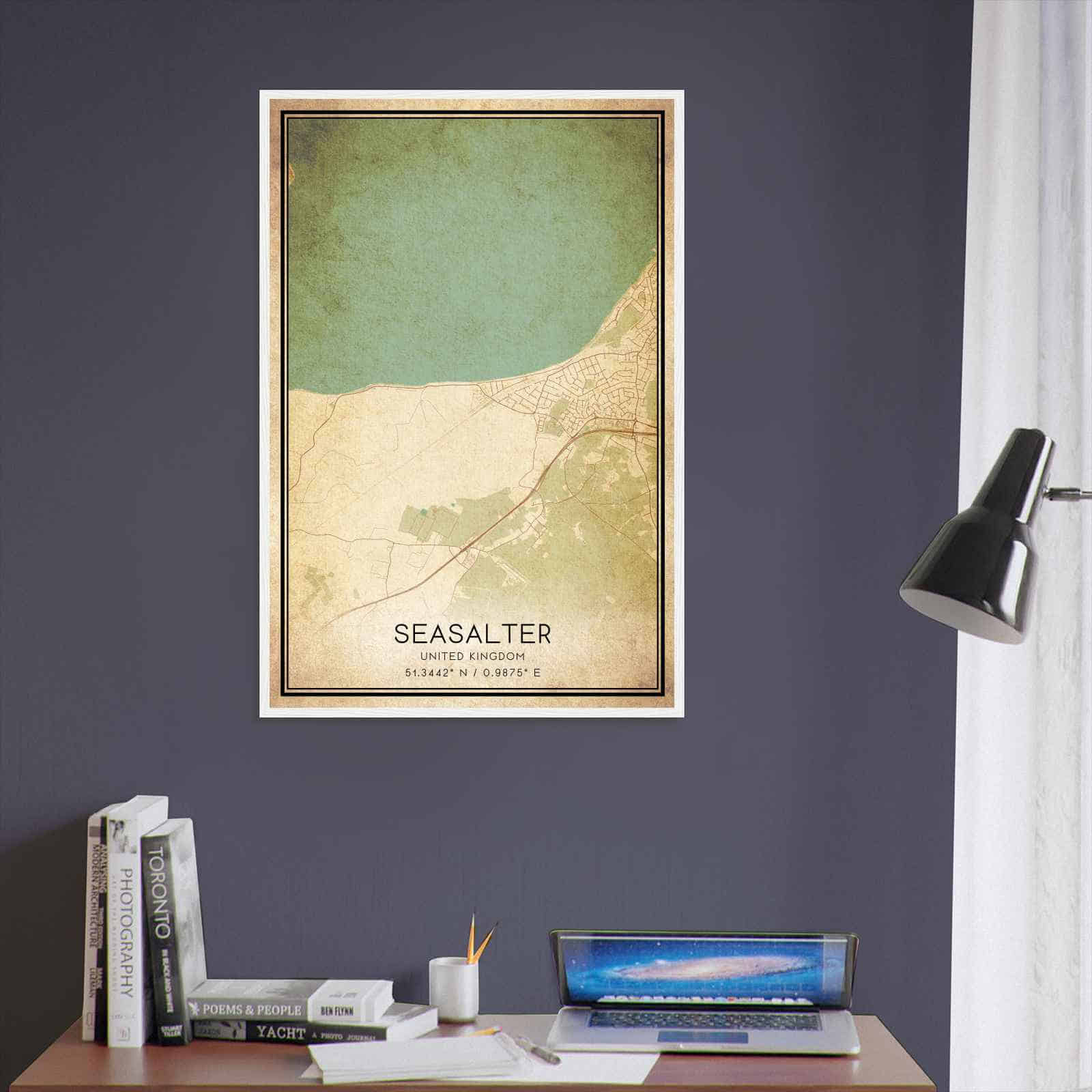 Vintage Seasalter United Kingdom Map Poster, Seasalter City Road Wall ...