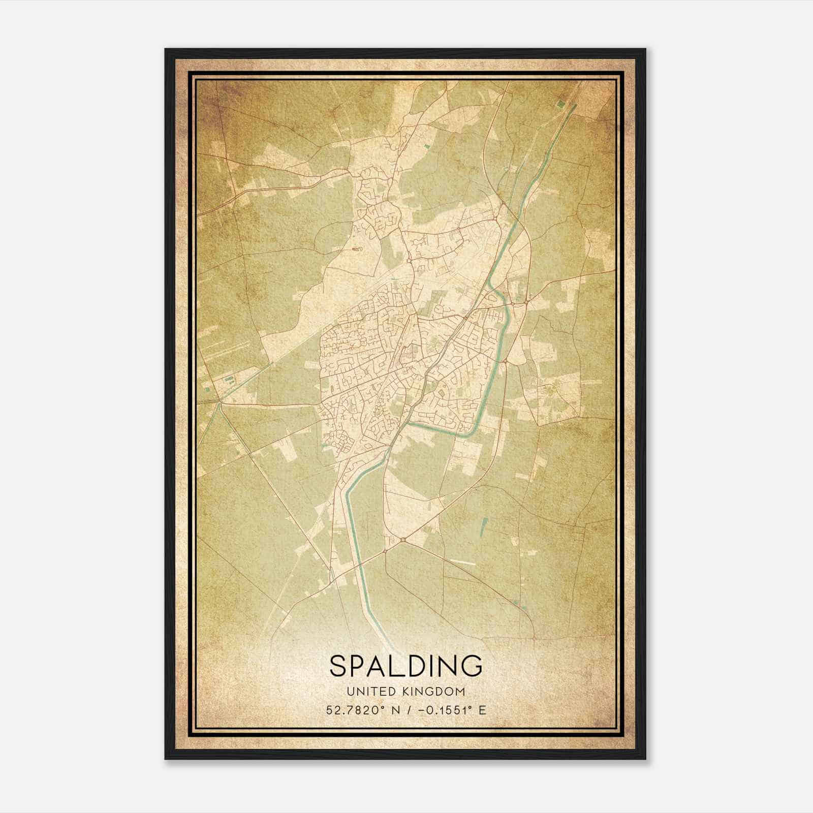 Vintage Spalding United Kingdom Map Poster, Spalding City Road Wall Art ...