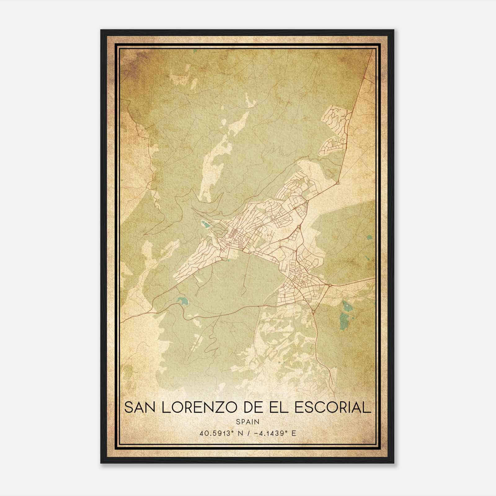 Vintage San Lorenzo de El Escorial Spain Map Poster, San Lorenzo de El ...