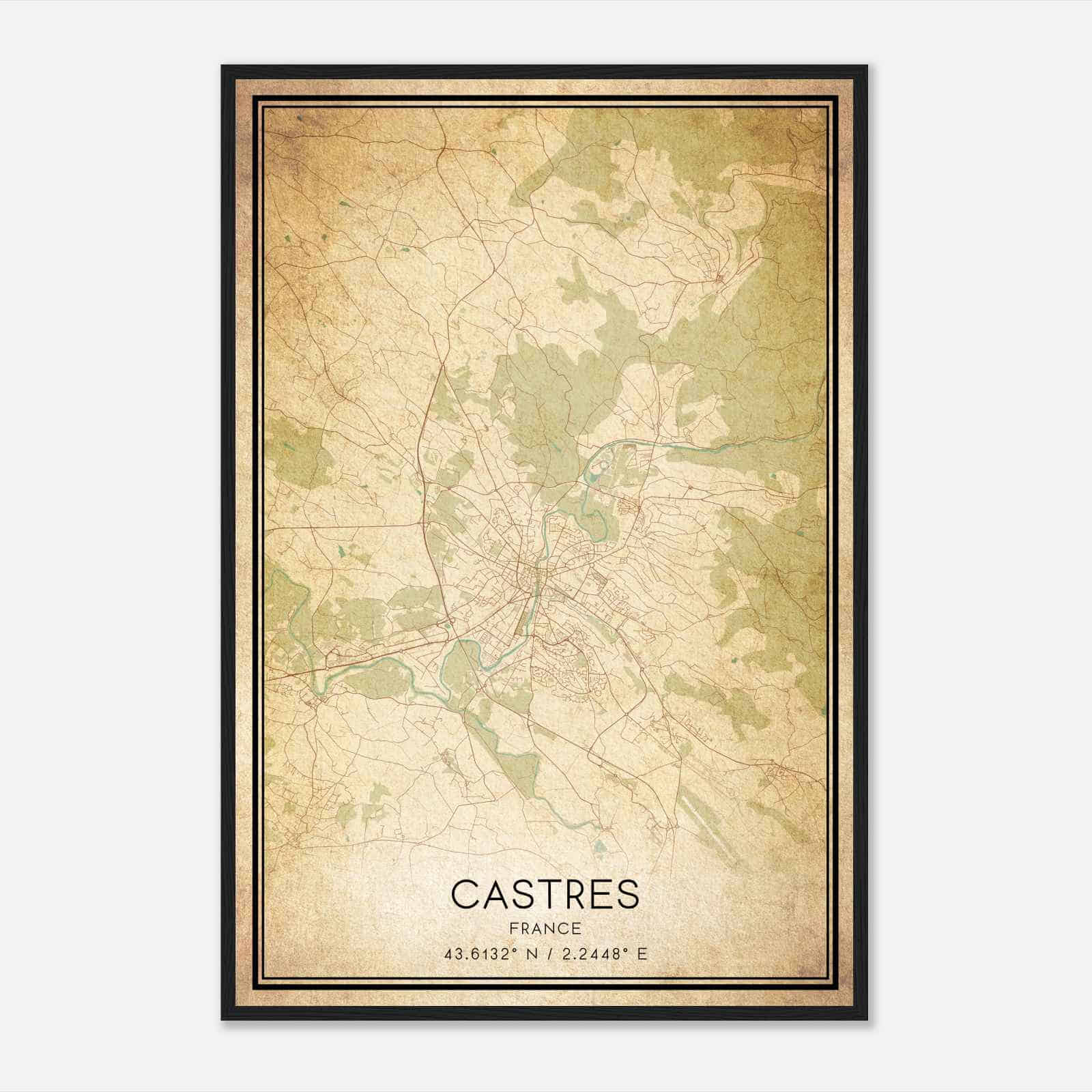 Vintage Castres France Map Poster, Castres City Road Wall Art Print ...