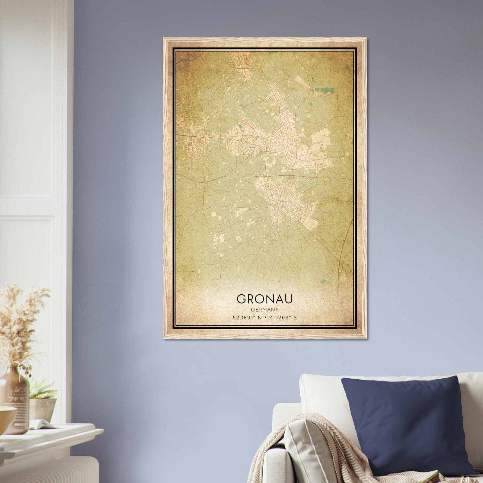 Vintage Gronau Germany Map Poster, Gronau City Road Wall Art Print ...