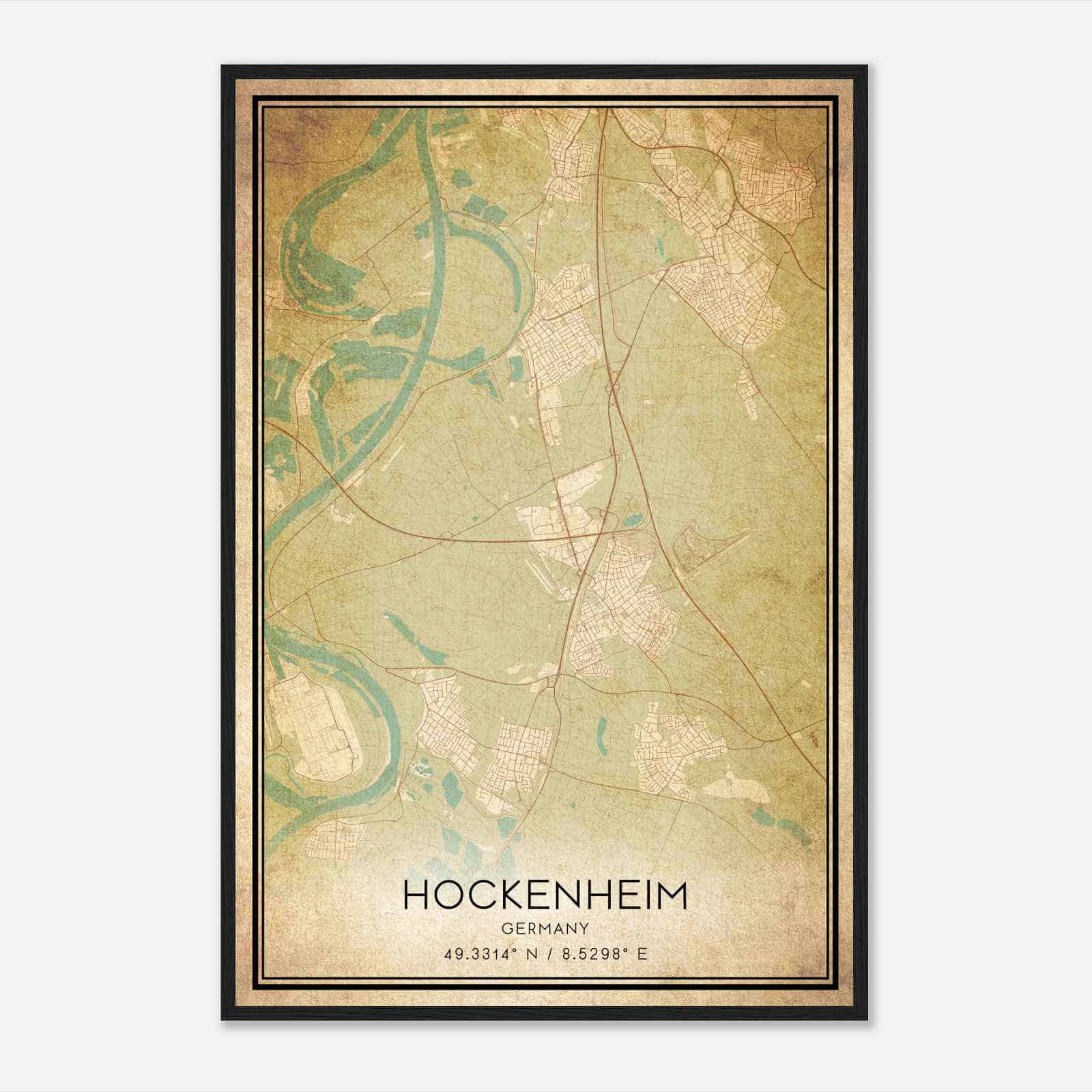 Vintage Hockenheim Germany Map Poster, Hockenheim City Road Wall Art ...