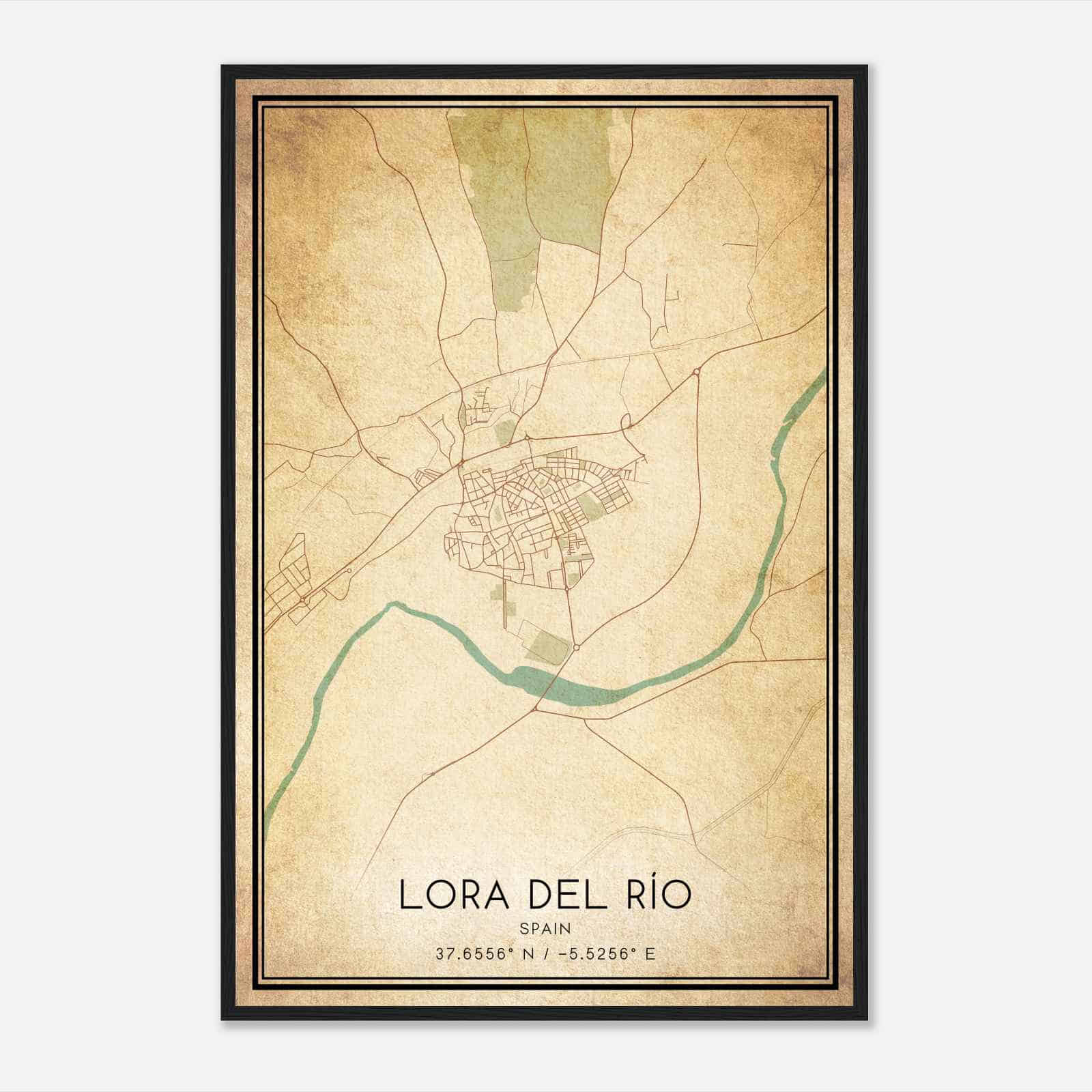Vintage Lora del Rio Spain Map Poster, Lora del Rio City Road Wall Art ...