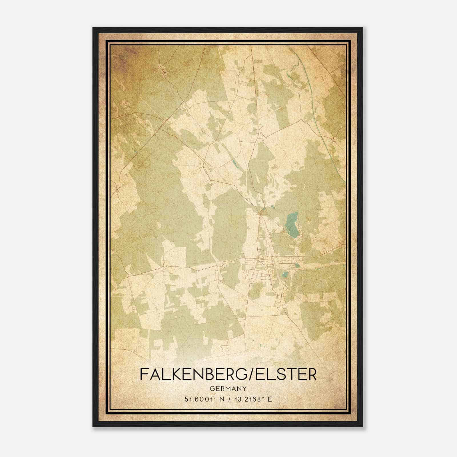 Vintage Falkenberg Germany Map Poster, Falkenberg City Road Wall Art ...
